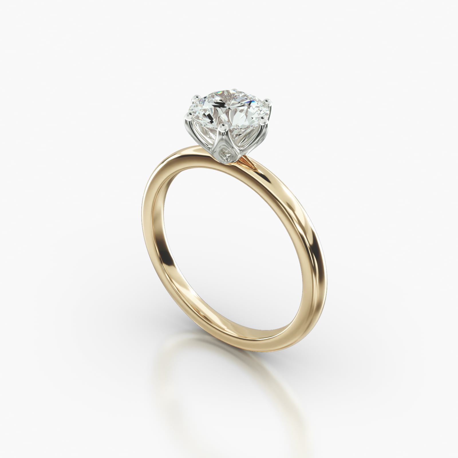 Solitaire Engagement Ring Embellished With a Scalloped Six Prong Head ...