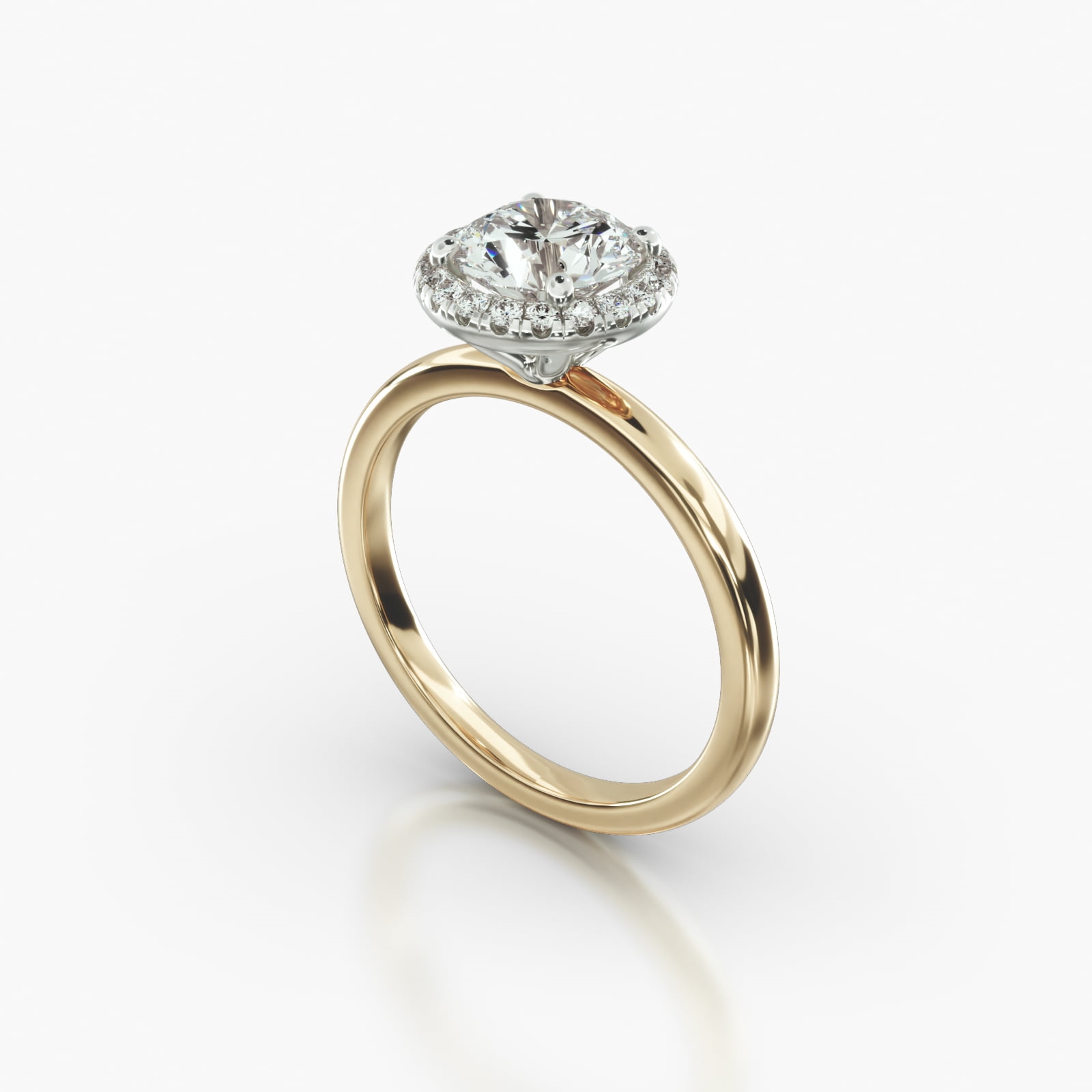 Solitaire Engagement Ring Embellished With a Single Row Pavé Halo Head ...
