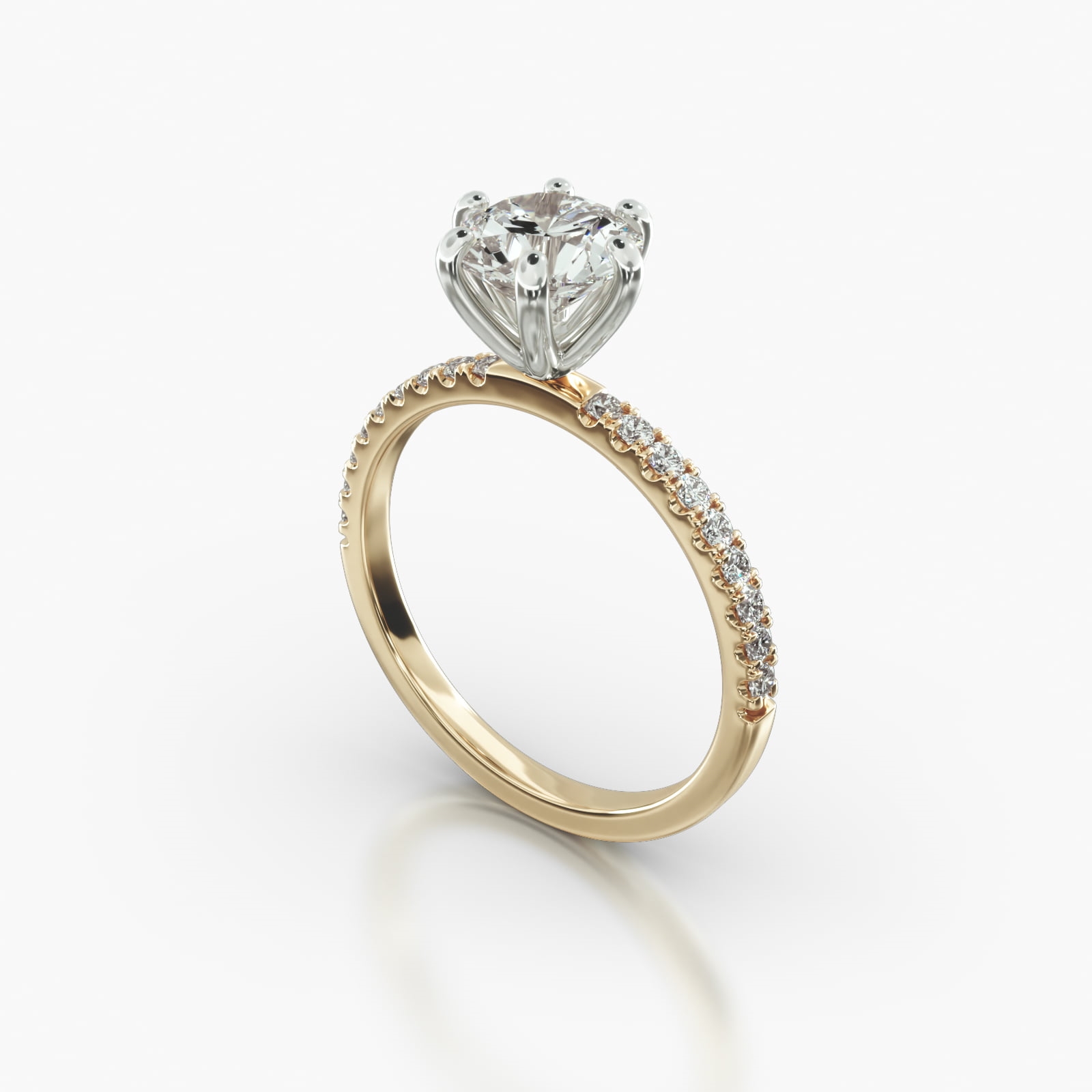 Petite U Shaped Pavé Engagement Ring Embellished With a Six Prong ...
