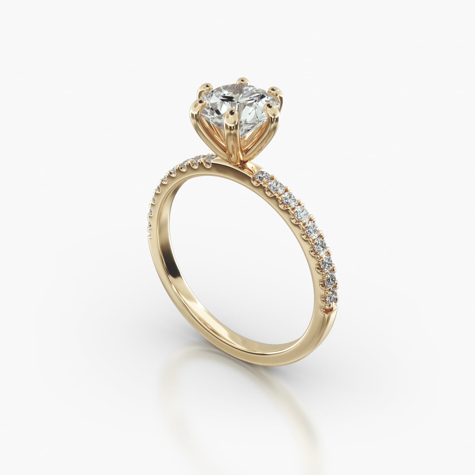 Petite U Shaped Pavé Engagement Ring Embellished With a Six Prong ...