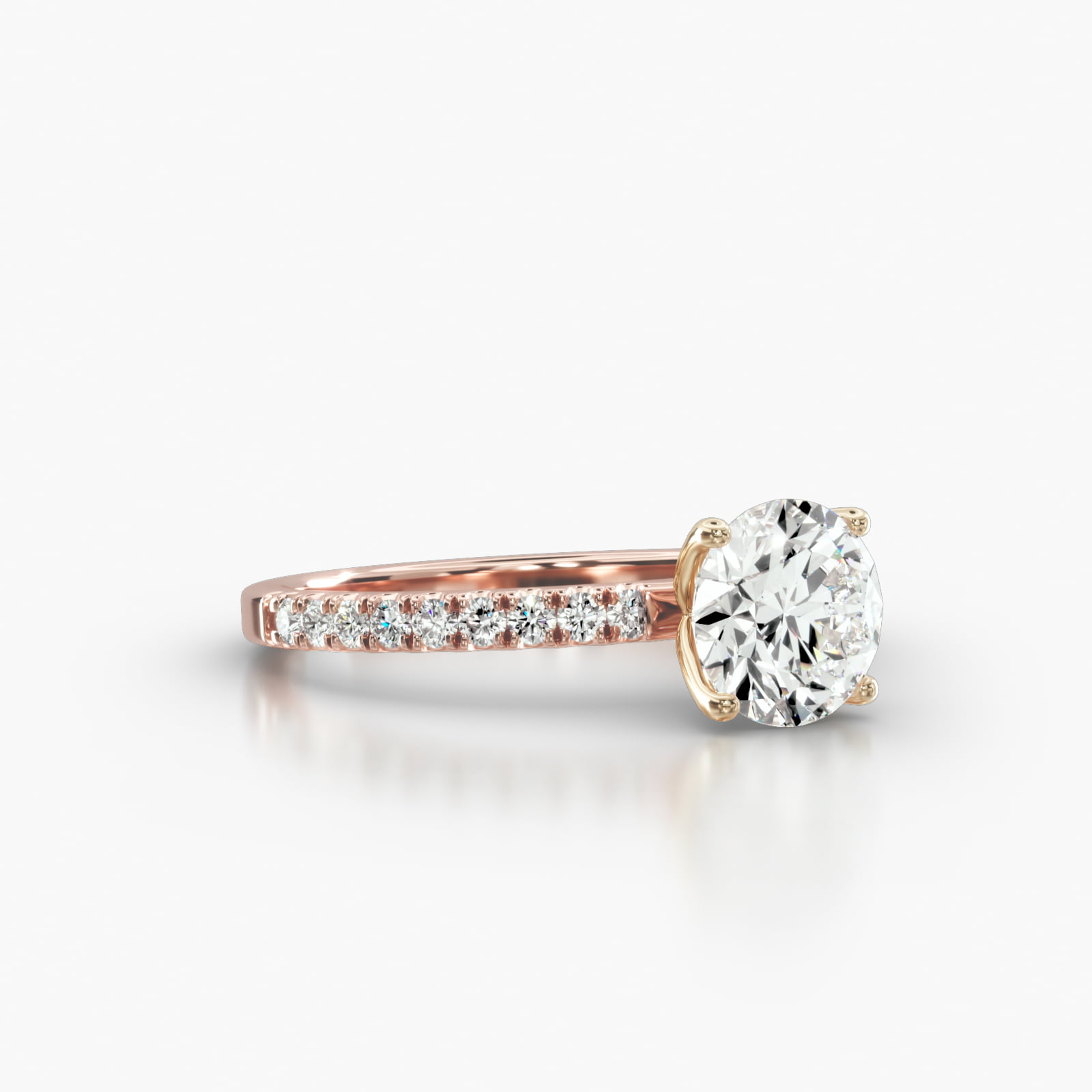 Petite U Shaped Pavé Engagement Ring Embellished With a Four Prong ...