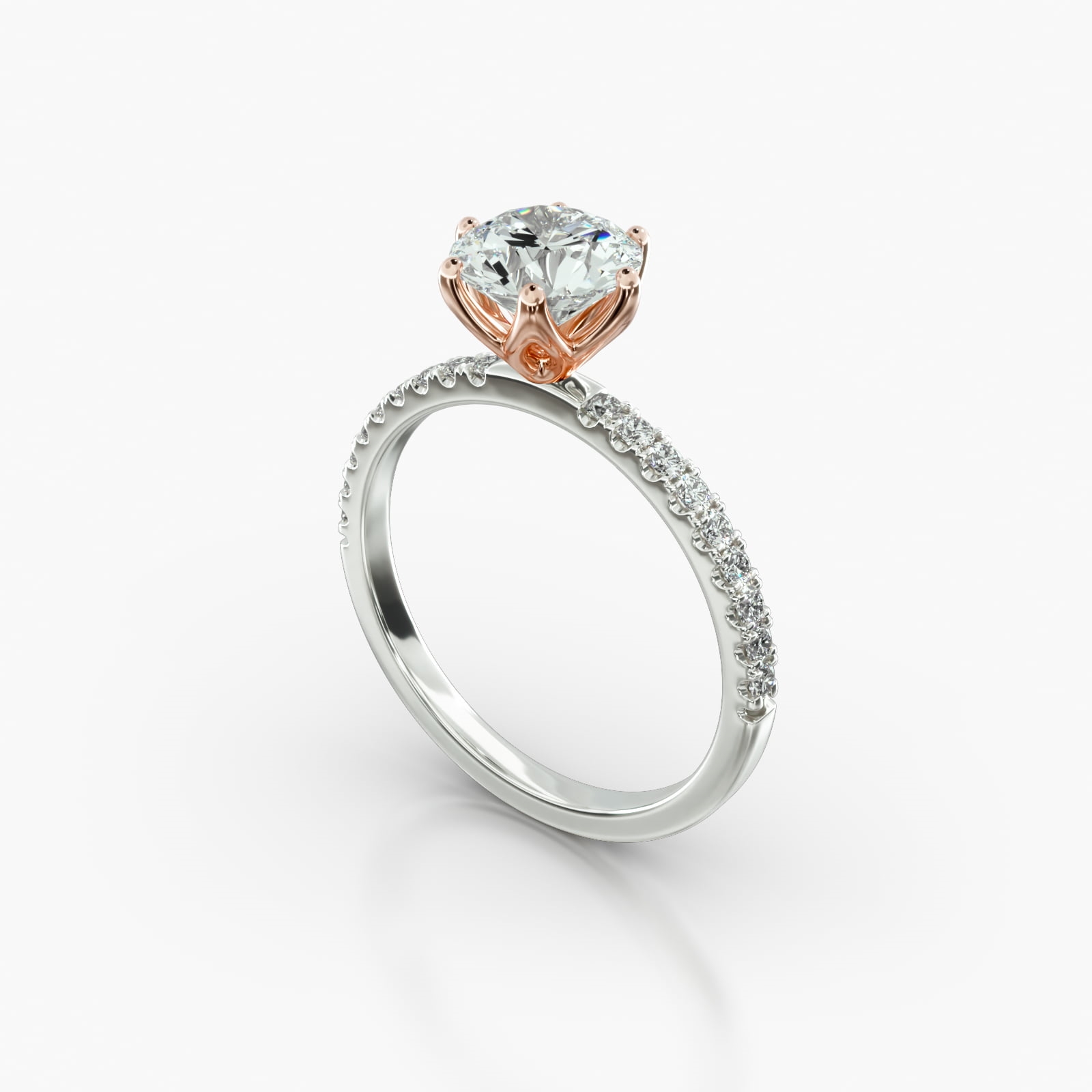Petite U Shaped Pavé Engagement Ring Embellished With a Scalloped Six ...