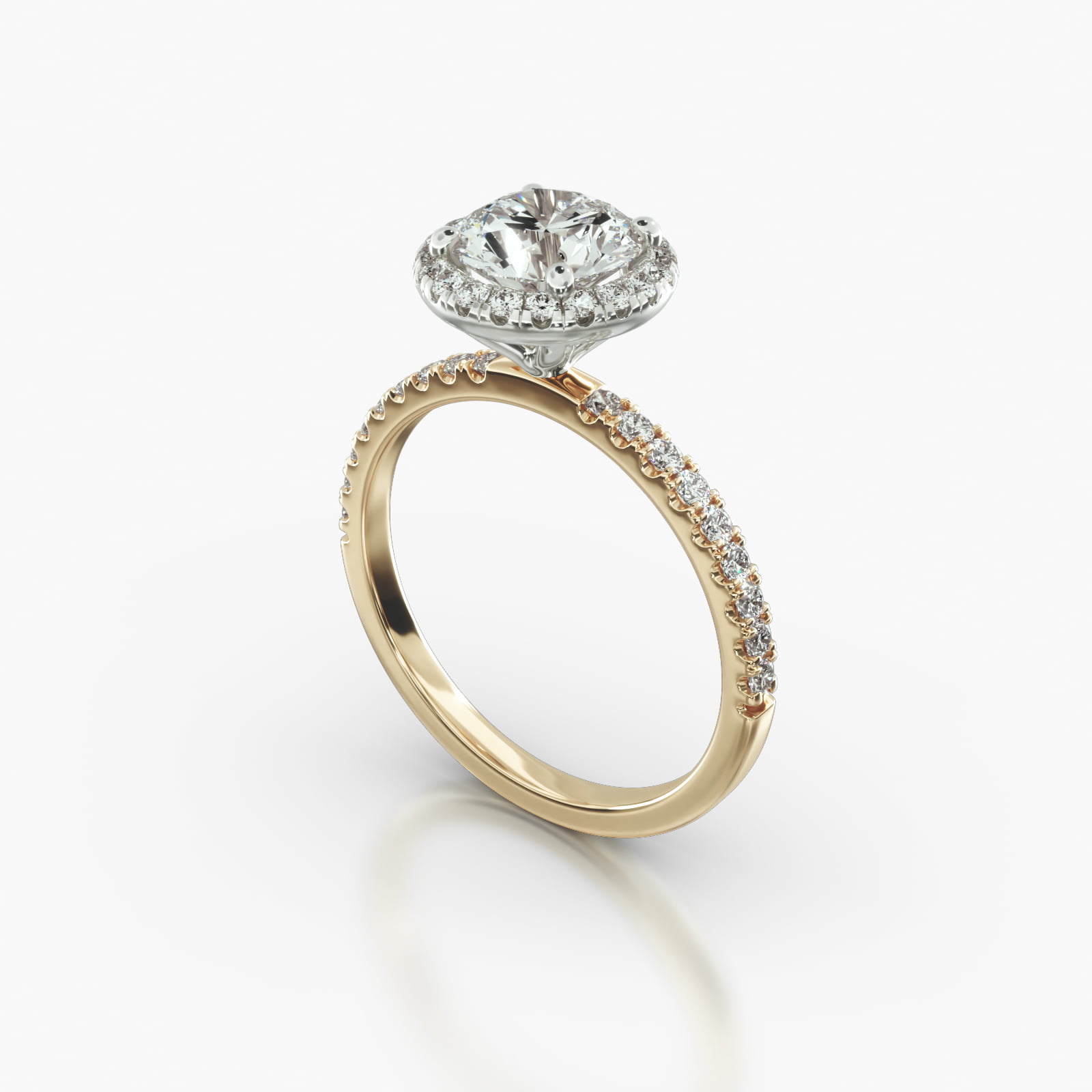 Petite U Shaped Pavé Engagement Ring Embellished With a Single Row Pavé ...