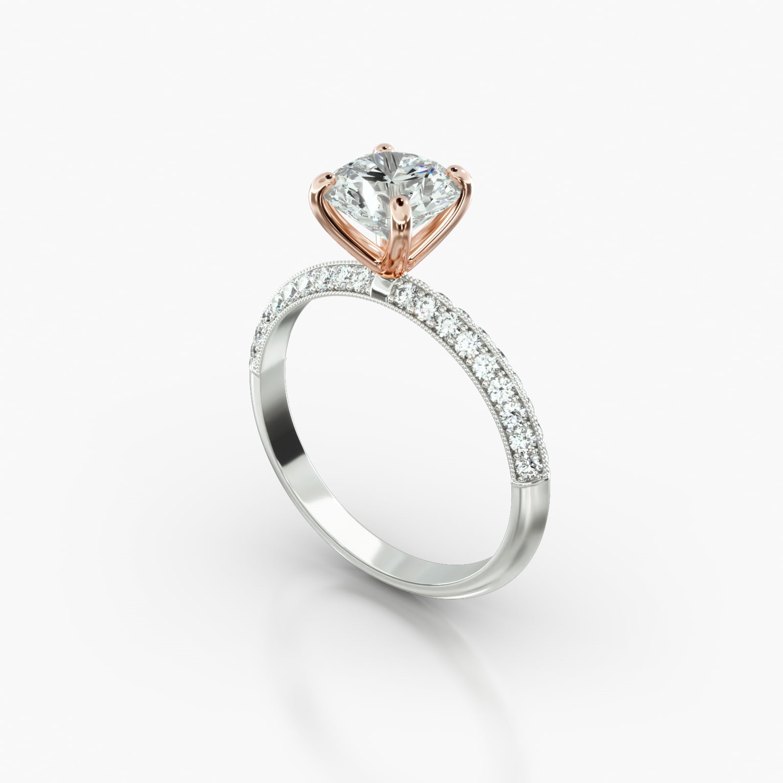 Knife Edge Pavé Engagement Ring Embellished With a Four Prong Signature ...