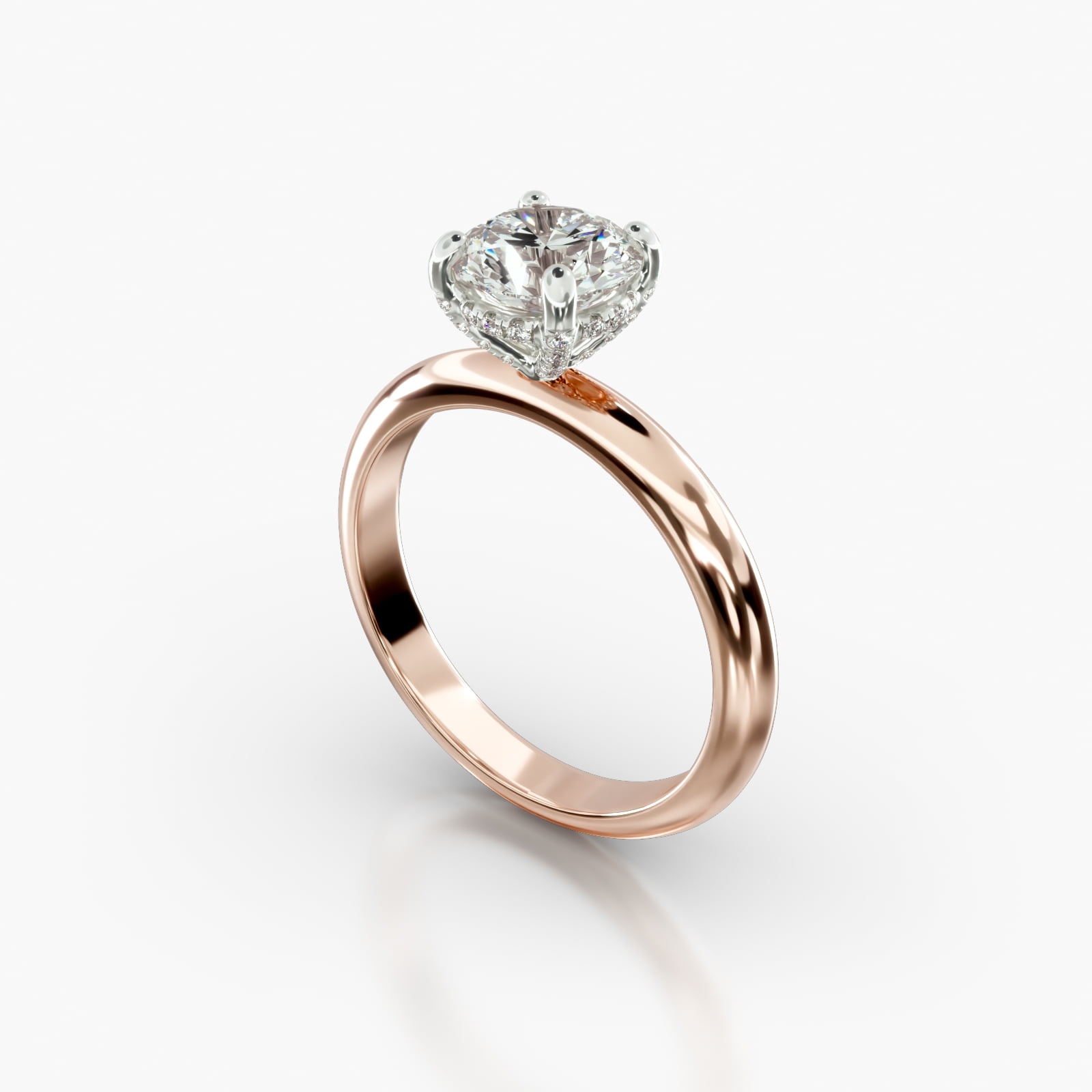 Knife Edge Solitaire Engagement Ring Embellished With a Classic Pavé ...