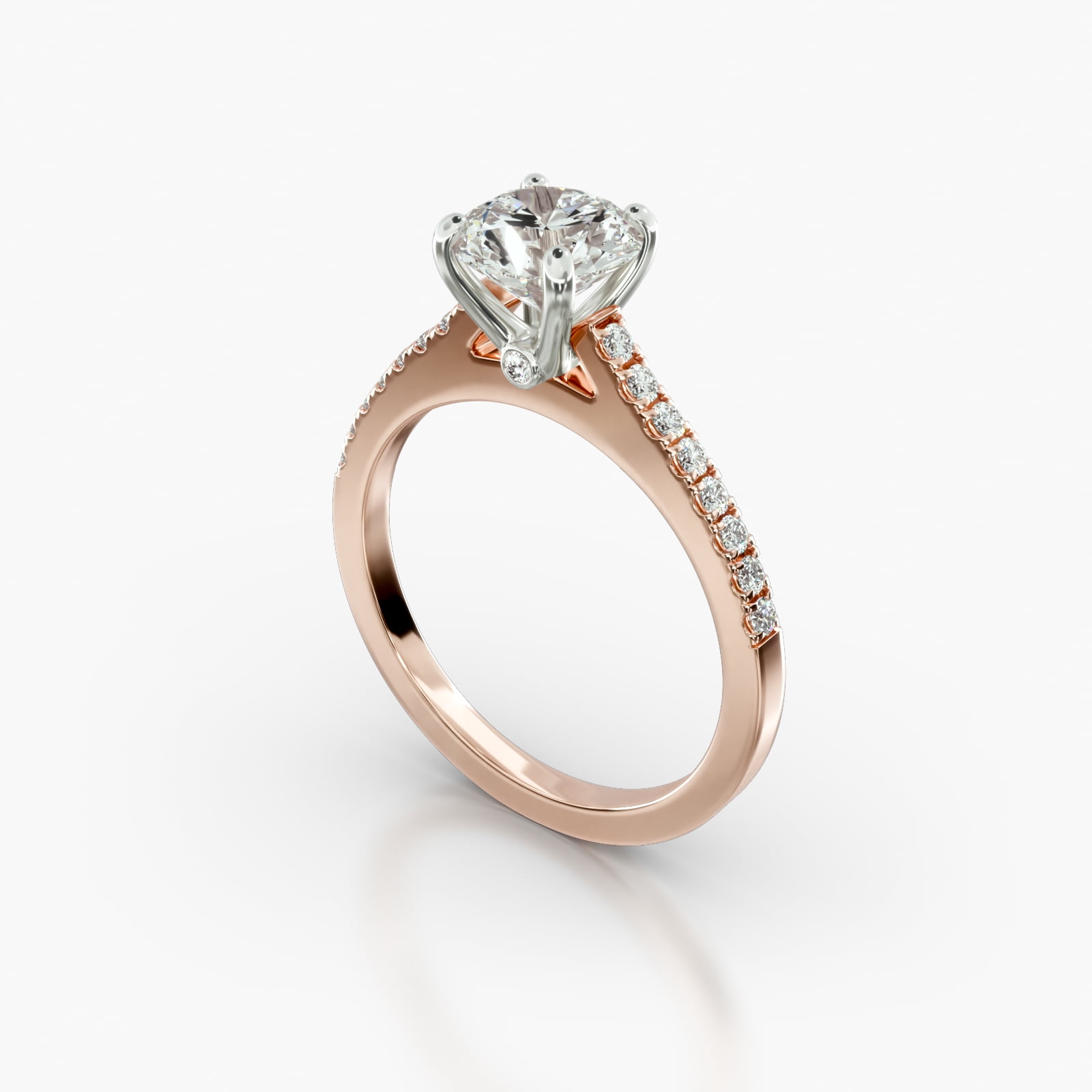 Cathedral Petite Pavé Engagement Ring Embellished With a Four Prong ...