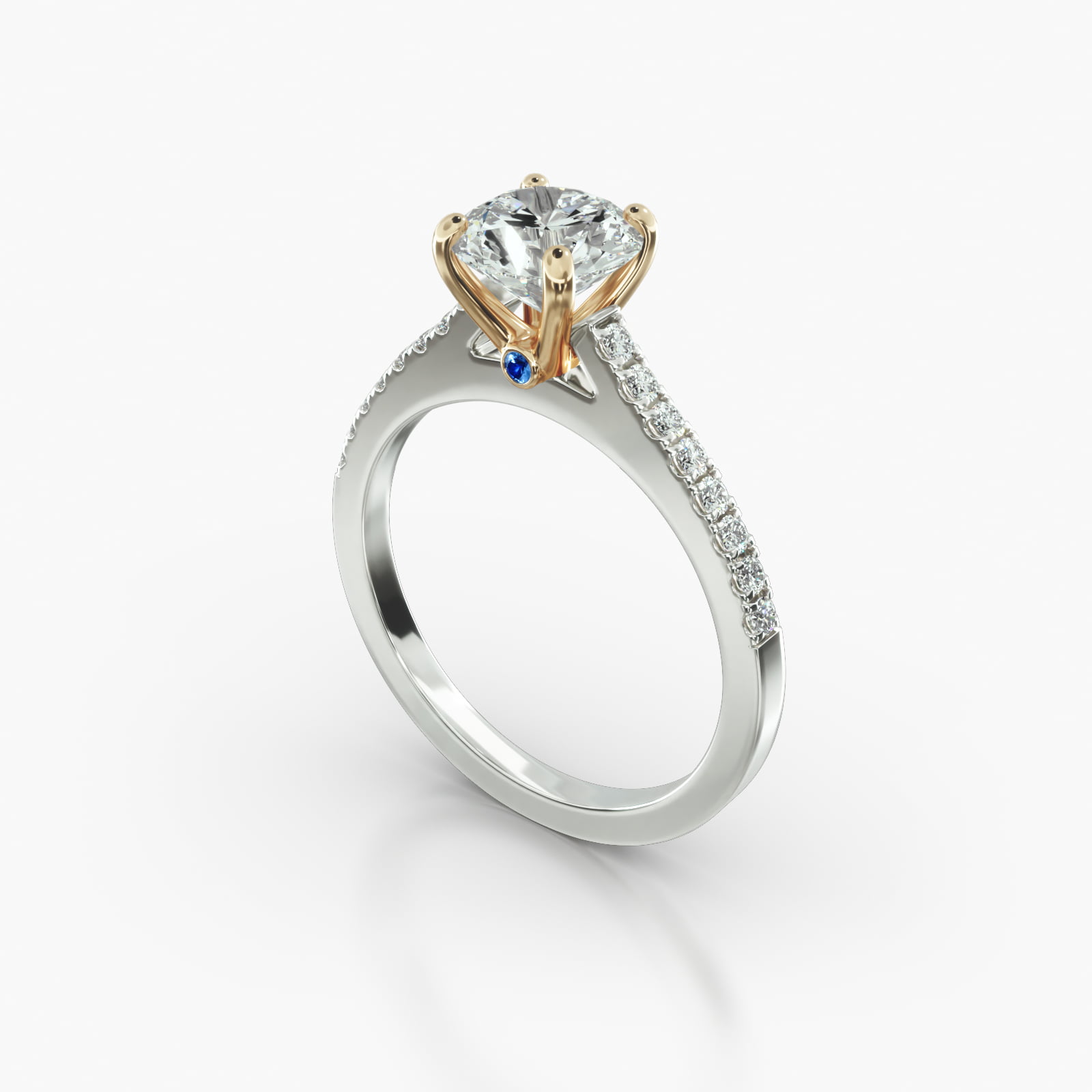 Cathedral Petite Pavé Engagement Ring Embellished With a Four Prong ...