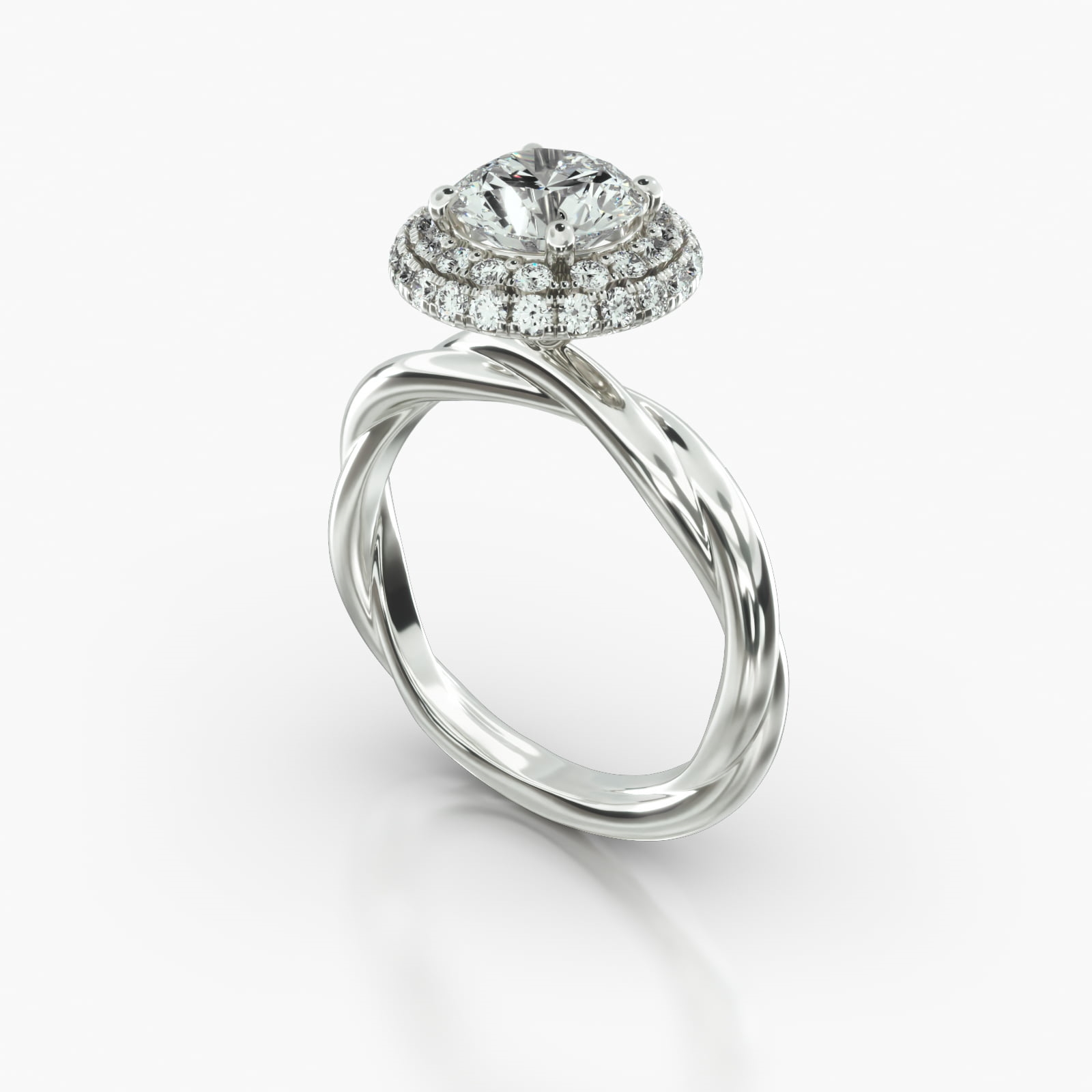 Rope Solitaire Engagement Ring Embellished With a Falling Edge Pavé ...