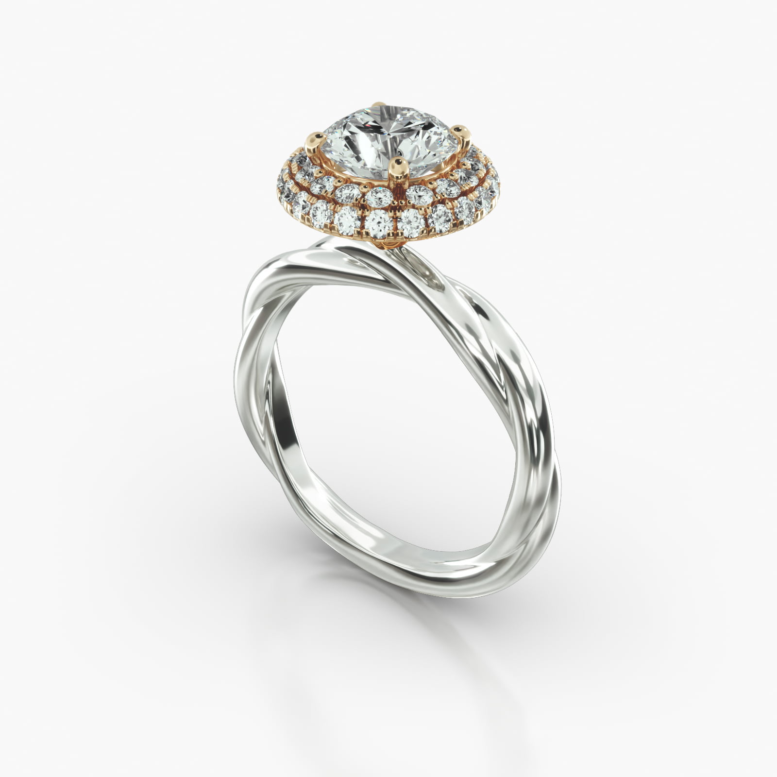 Rope Solitaire Engagement Ring Embellished With a Falling Edge Pavé ...
