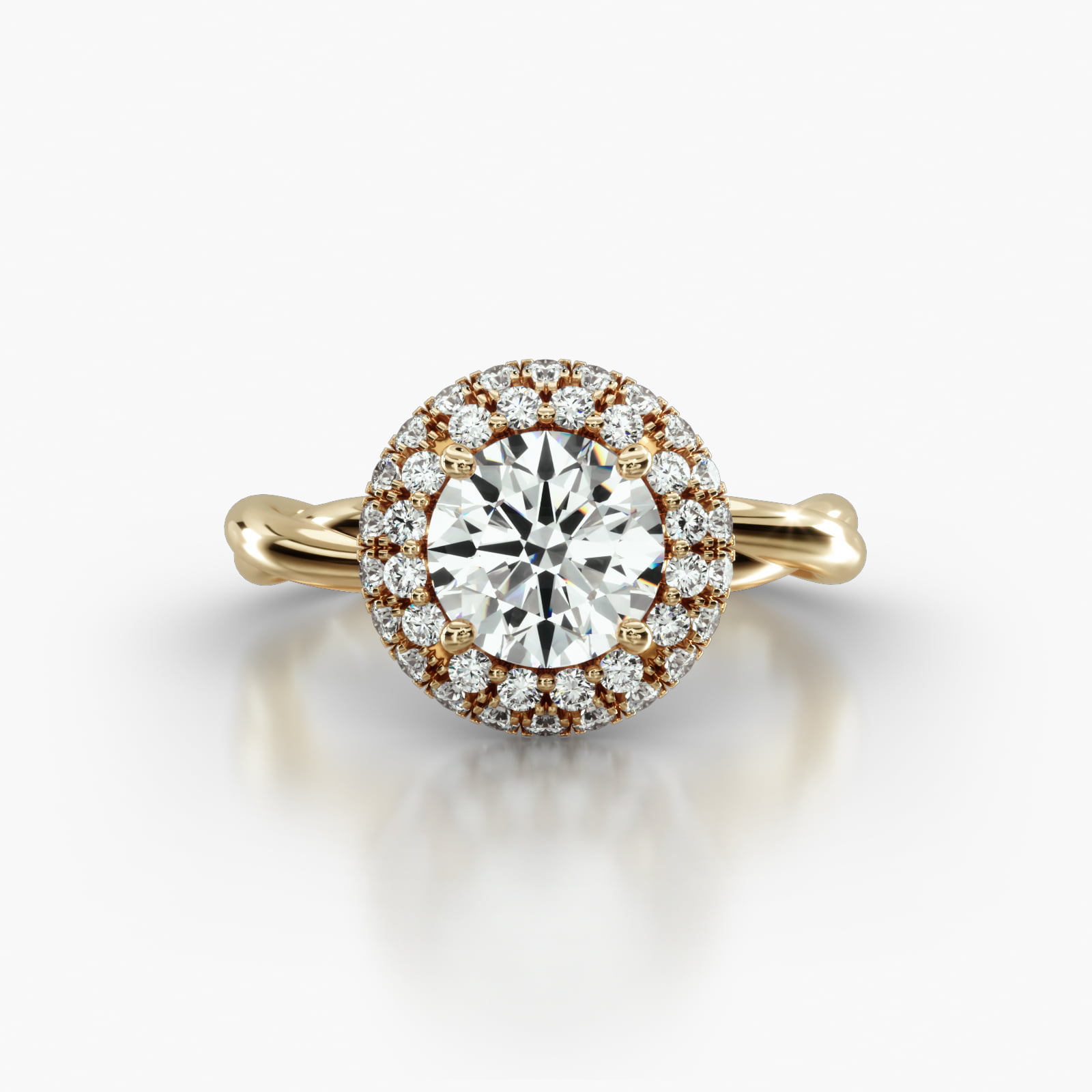 Rope Solitaire Engagement Ring Embellished With a Falling Edge Pavé ...