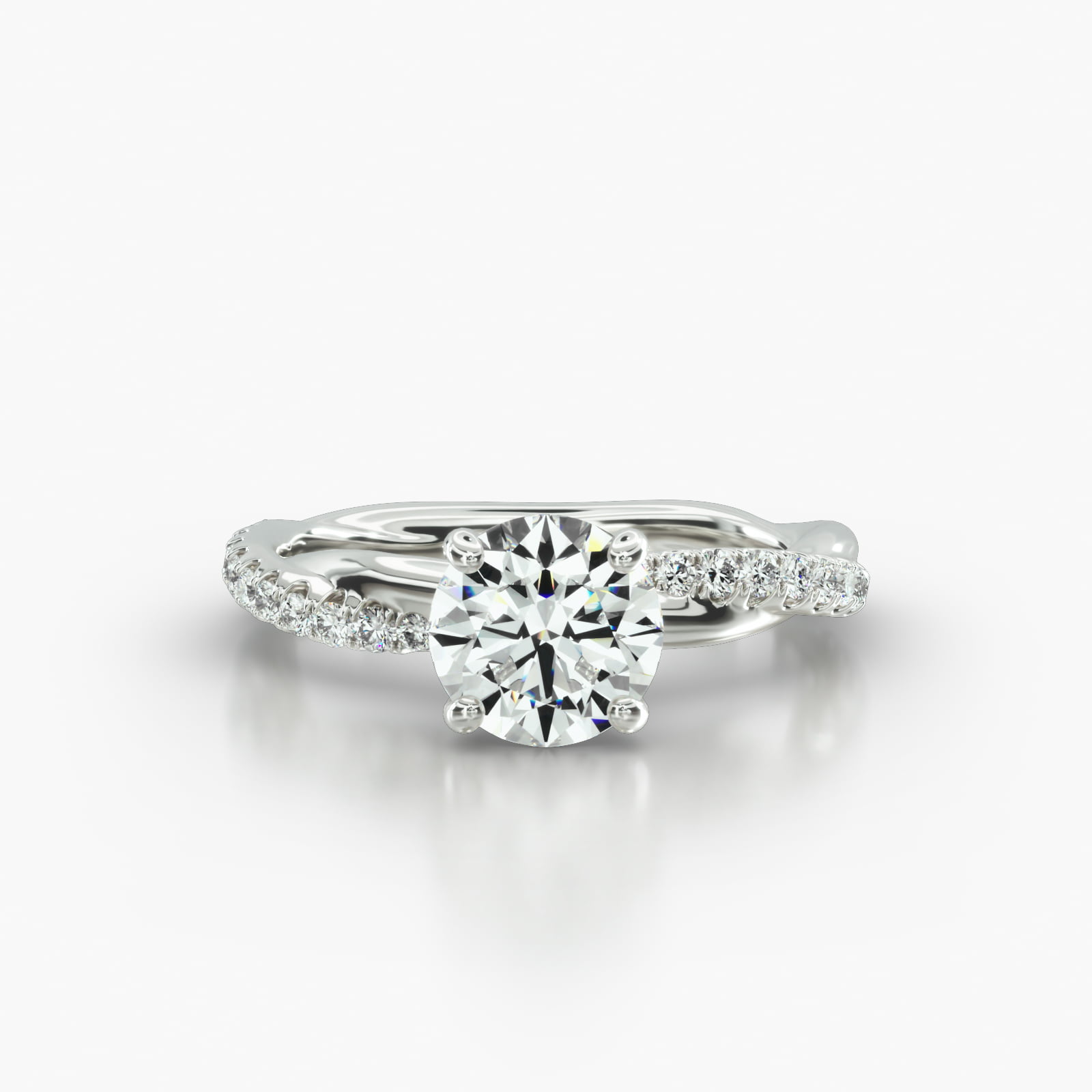 Rope Pavé Engagement Ring Embellished With a Four Prong Signature Head With Diamond Bridge ...