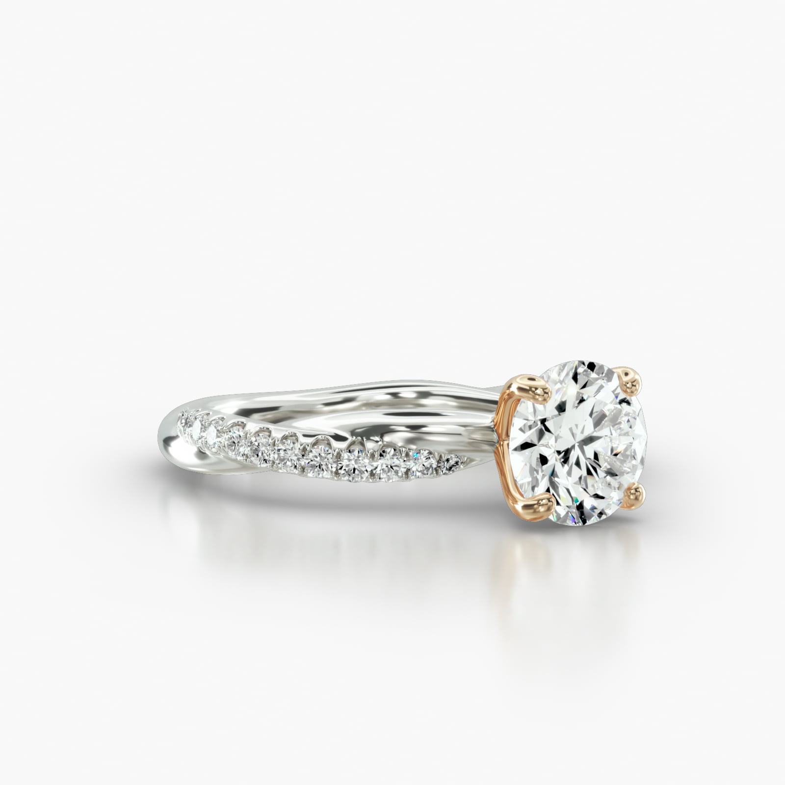 Rope Pavé Engagement Ring Embellished With a Four Prong Signature Head ...