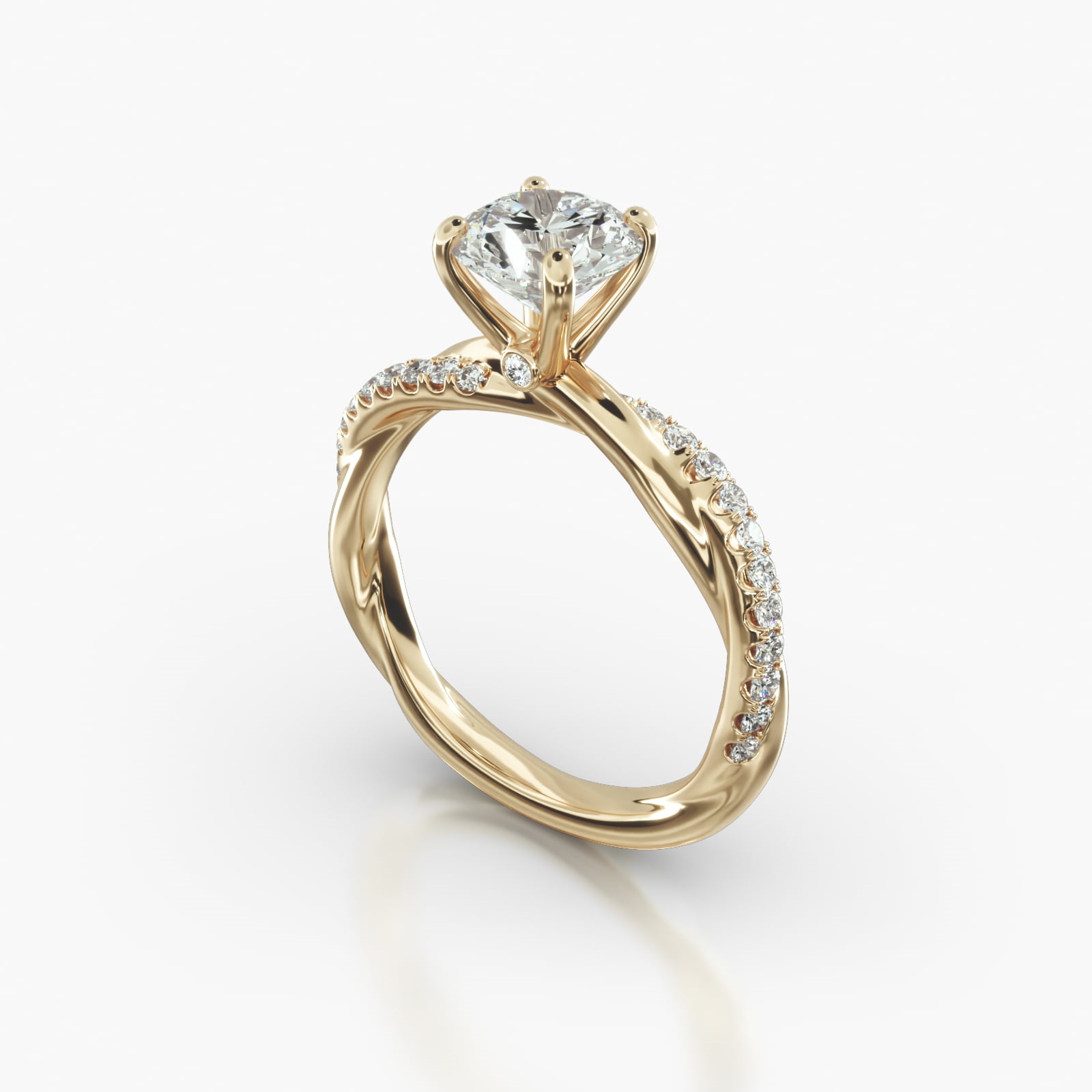 Rope Pavé Engagement Ring Embellished With a Four Prong Signature Head ...