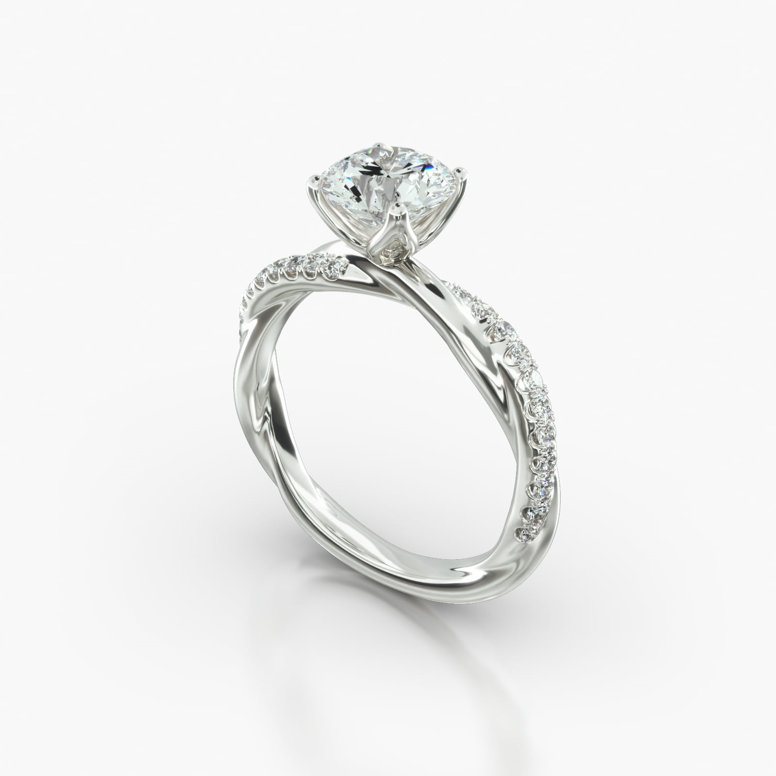 Rope Pavé Engagement Ring Embellished With a Four Prong Tulip Basket ...