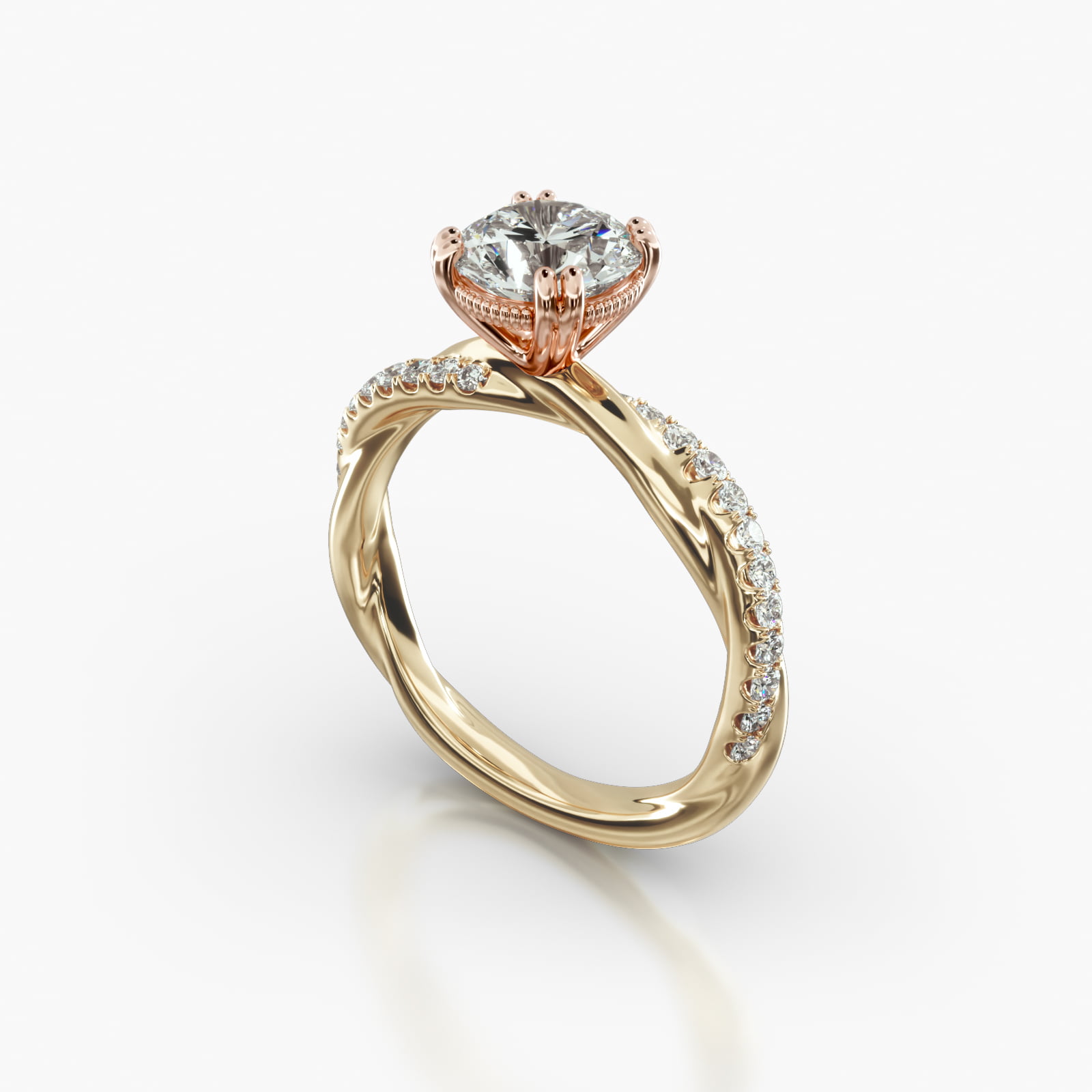 Rope Pavé Engagement Ring Embellished With a Vintage Basket Head ...