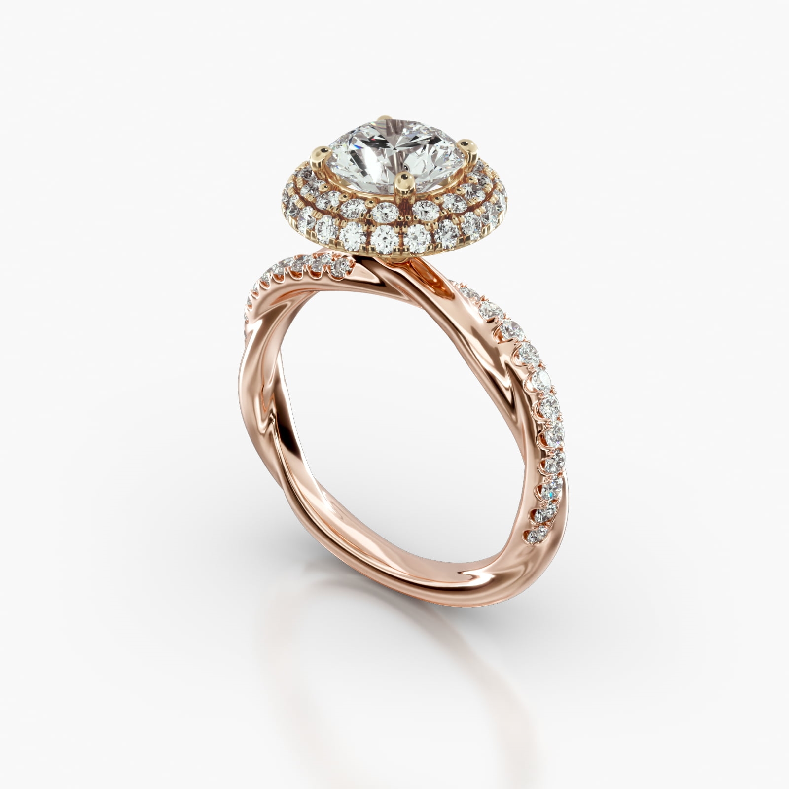 Rope Pavé Engagement Ring Embellished With a Falling Edge Pavé Halo ...