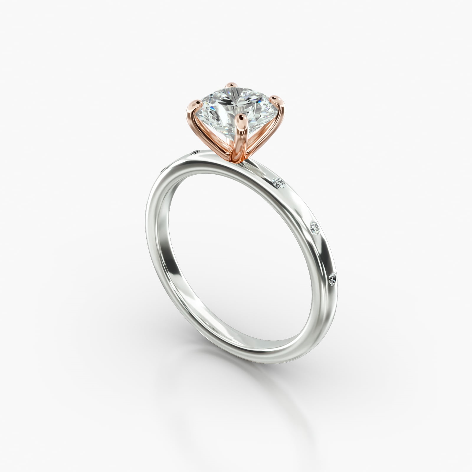 Sleek Accent Diamond Engagement Ring Embellished With a Four Prong ...