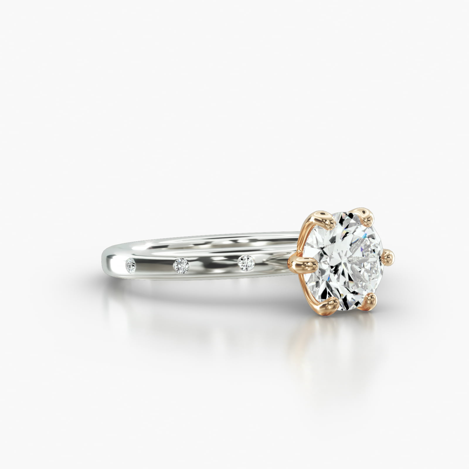 Sleek Accent Diamond Engagement Ring Embellished With a Six Prong ...