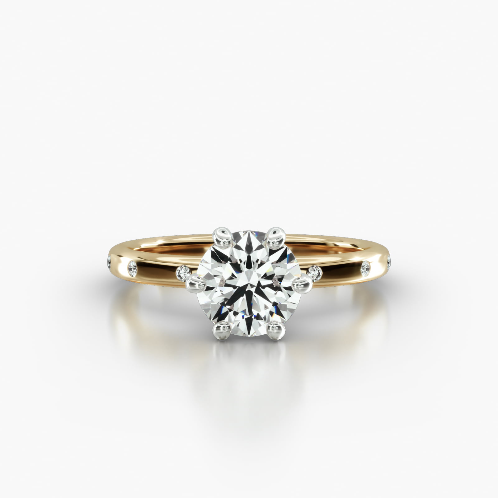 Sleek Accent Diamond Engagement Ring Embellished With a Six Prong ...