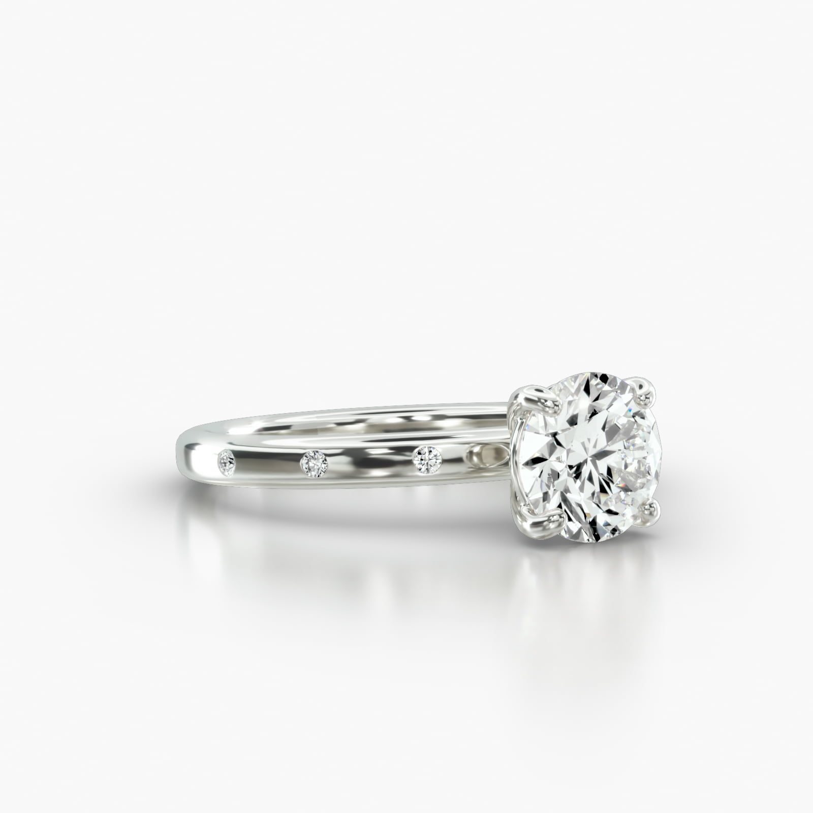 Sleek Accent Diamond Engagement Ring Embellished With a Classic Basket ...