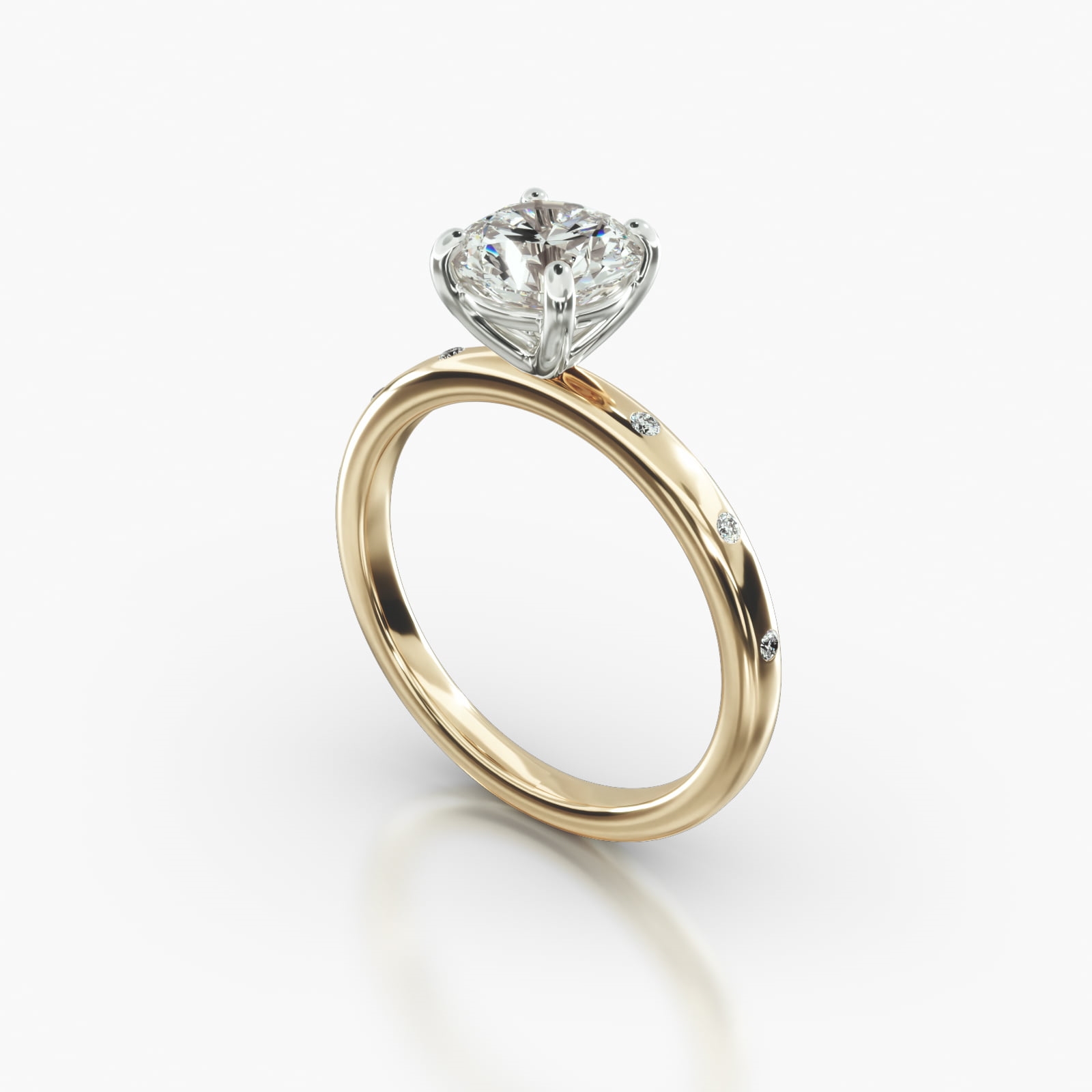 Sleek Accent Diamond Engagement Ring Embellished With a Classic Basket ...