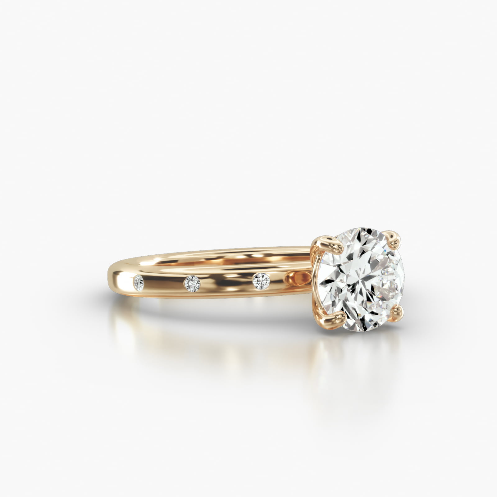 Sleek Accent Diamond Engagement Ring Embellished With a Classic Basket ...
