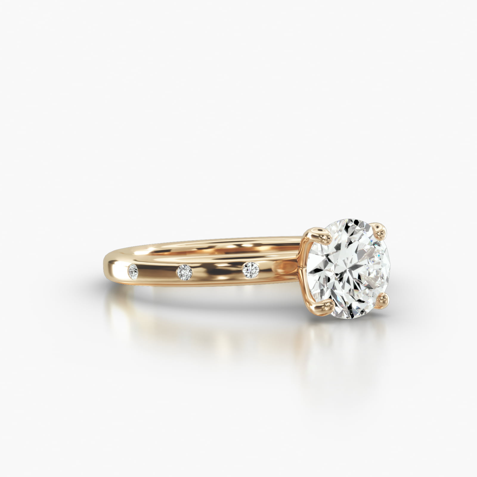 Sleek Accent Diamond Engagement Ring Embellished With a Four Prong ...