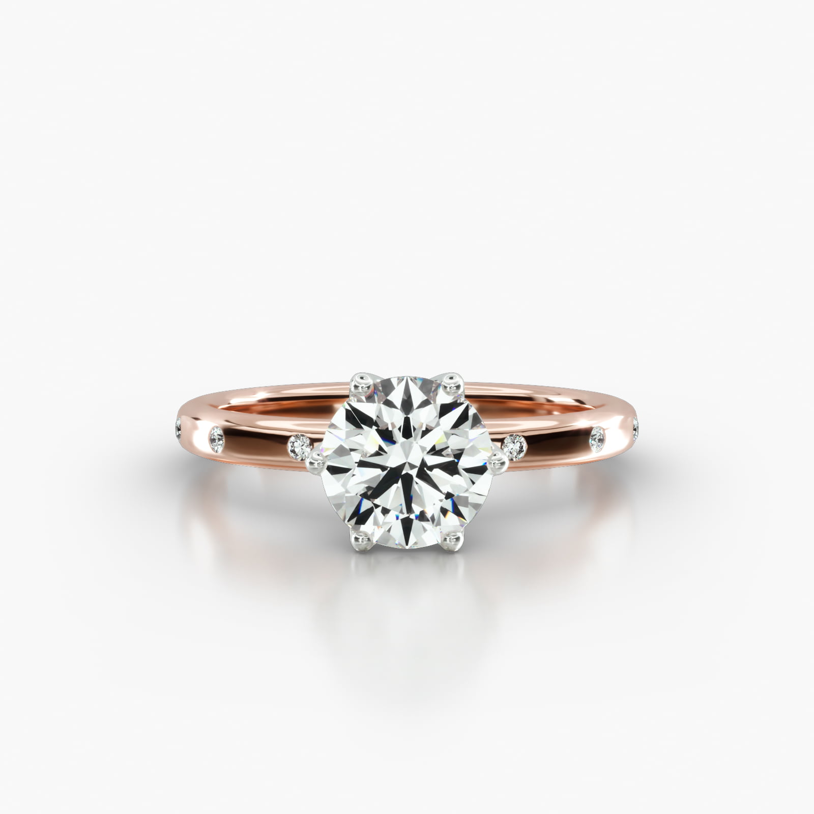 Sleek Accent Diamond Engagement Ring Embellished With a Scalloped Six ...
