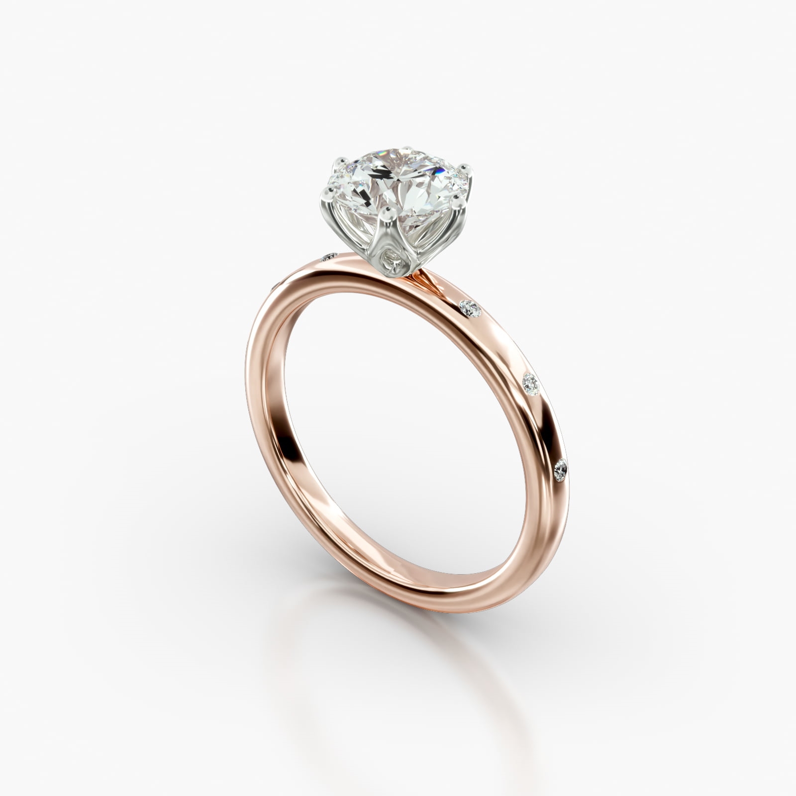 Sleek Accent Diamond Engagement Ring Embellished With a Scalloped Six ...