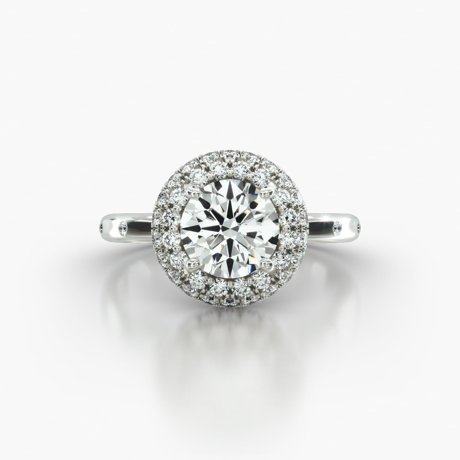 Sleek Accent Diamond Engagement Ring Embellished With a Falling Edge ...