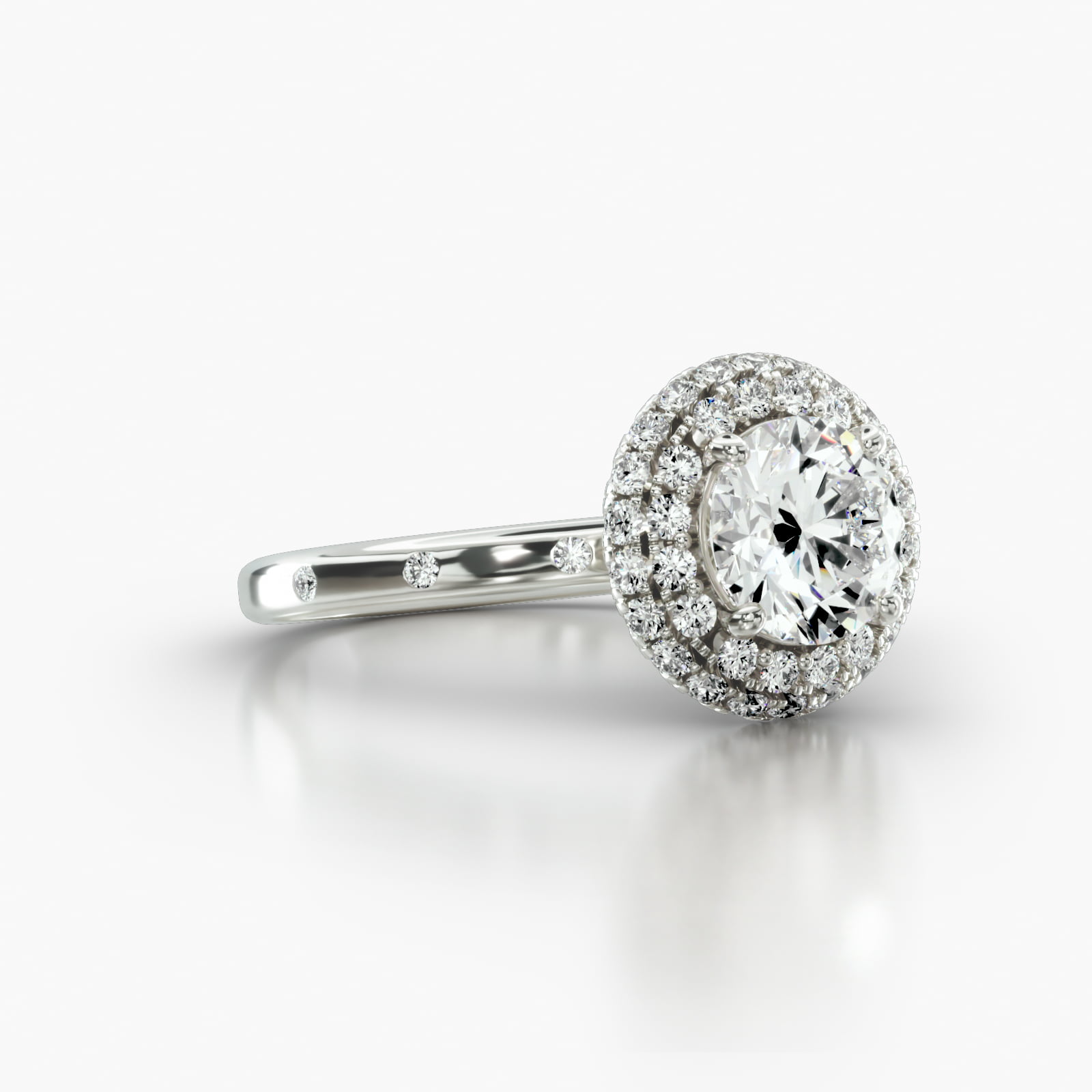 Sleek Accent Diamond Engagement Ring Embellished With a Falling Edge ...