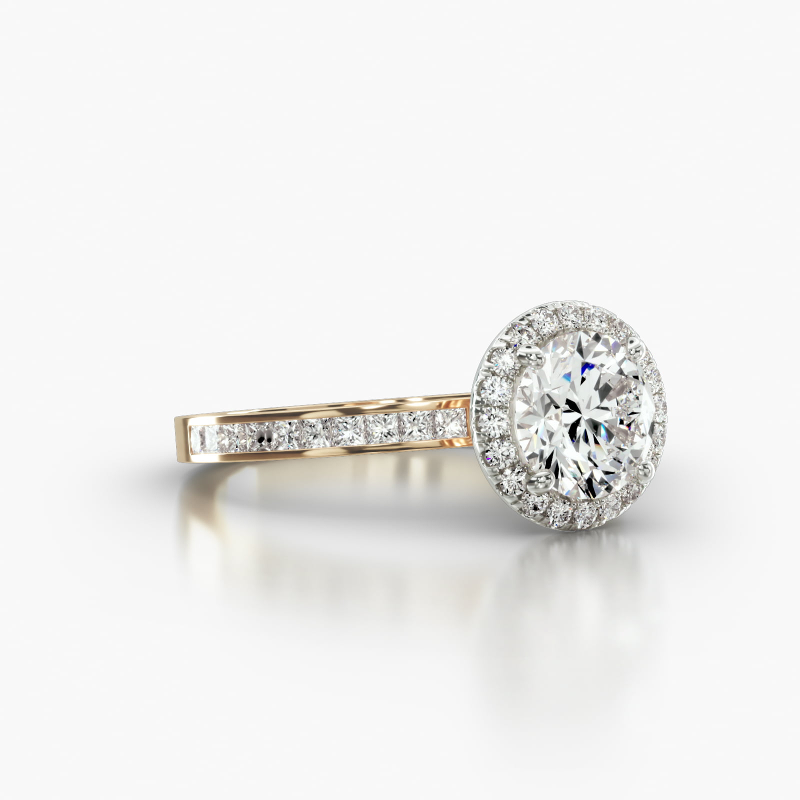 Channel Set Princess Cut Diamond Engagement Ring Embellished With a ...