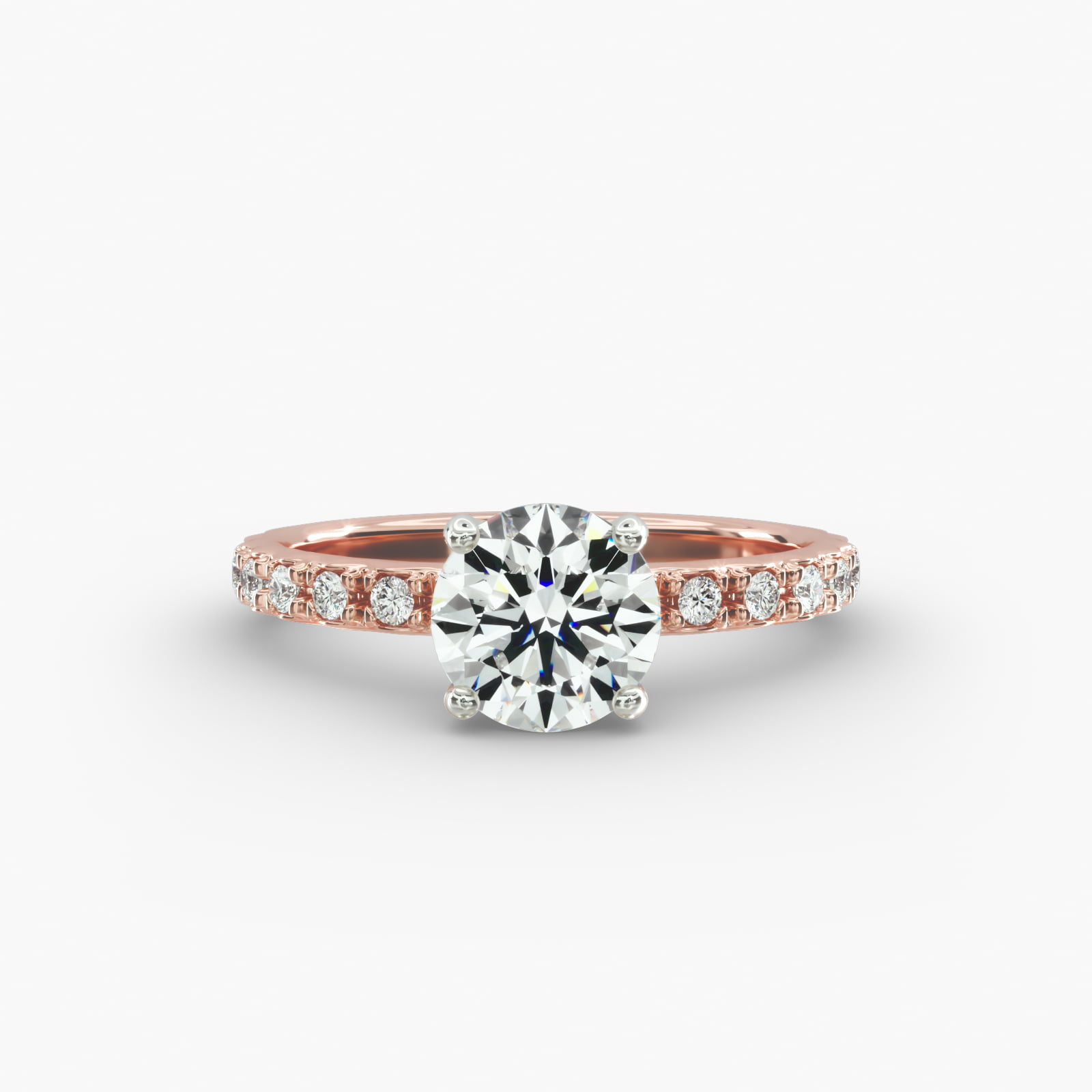 French Cut Pavé Lab-Grown Diamond Engagement Ring In 14K Rose Gold ...