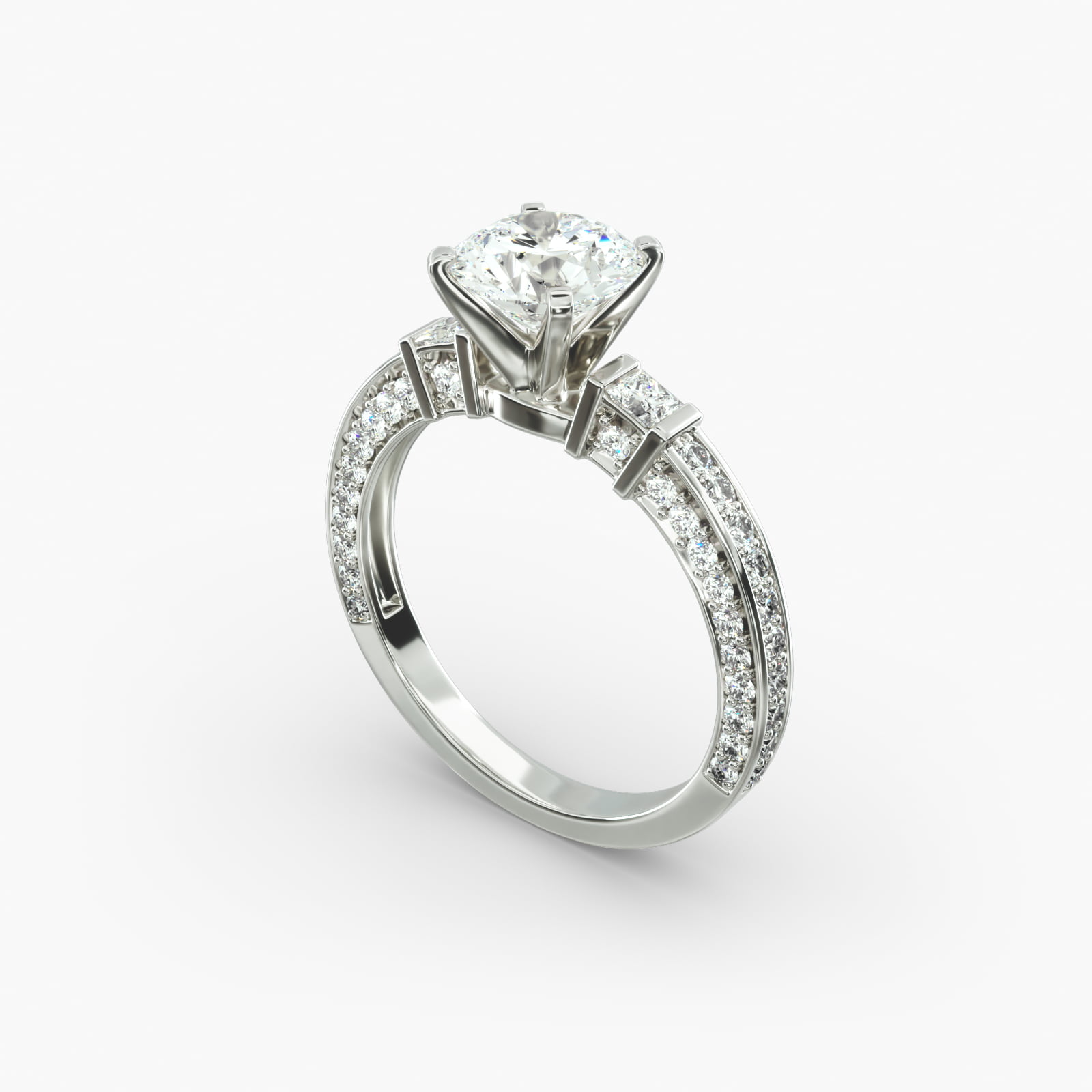 GIA 1.18 Carat I-VVS1 Good Cut Round Diamond Bar Set and Three Sided ...