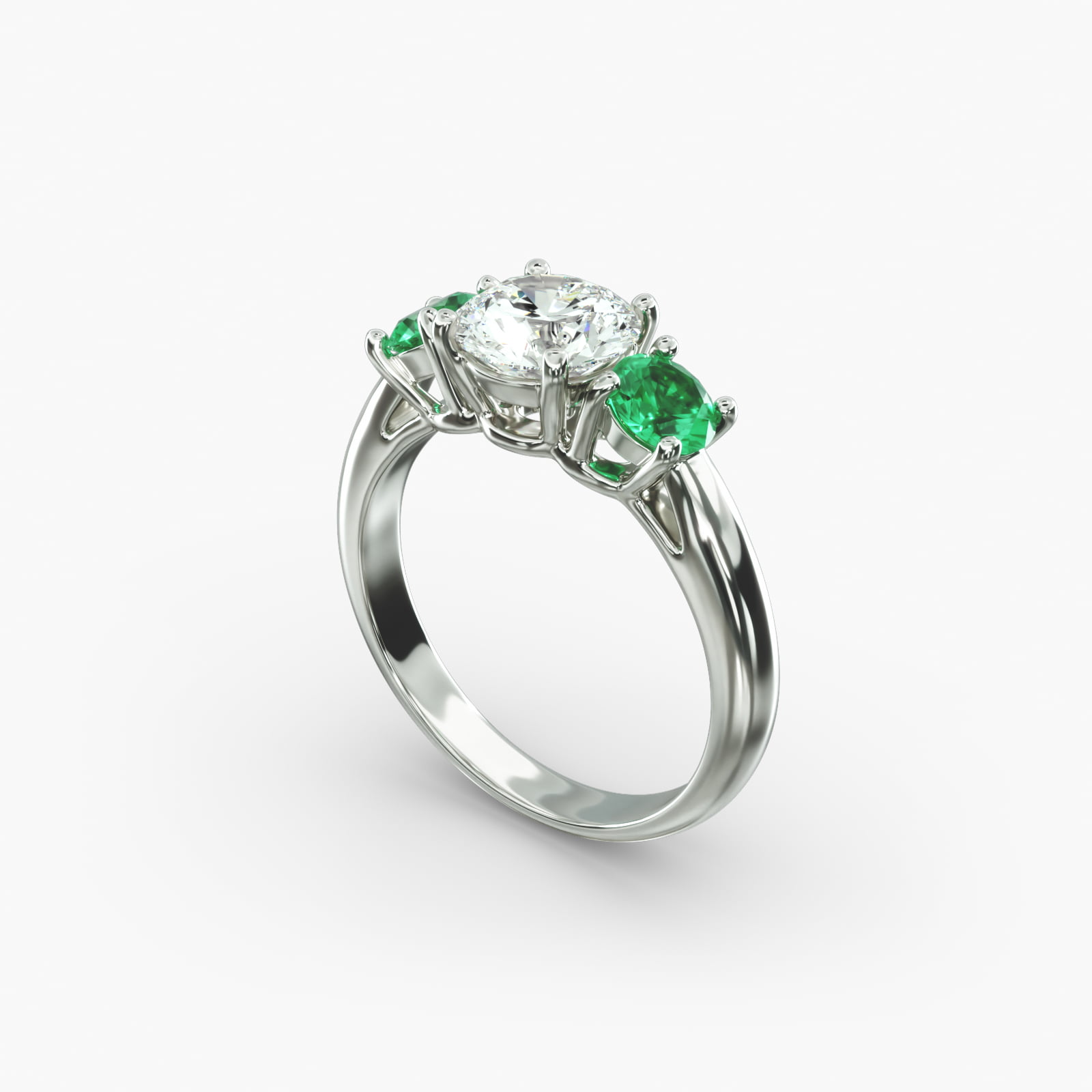 three stone emerald rings