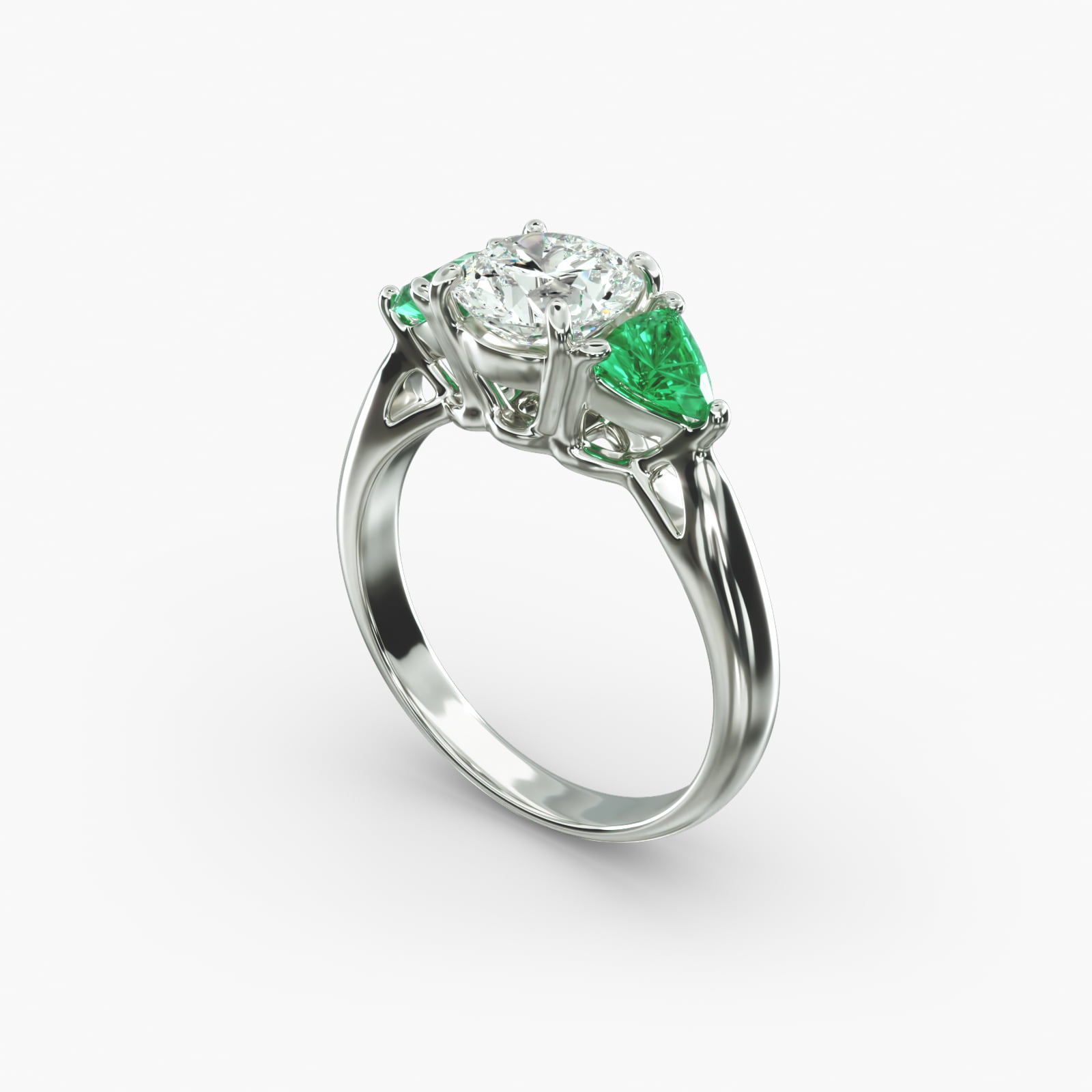 three emerald diamond ring