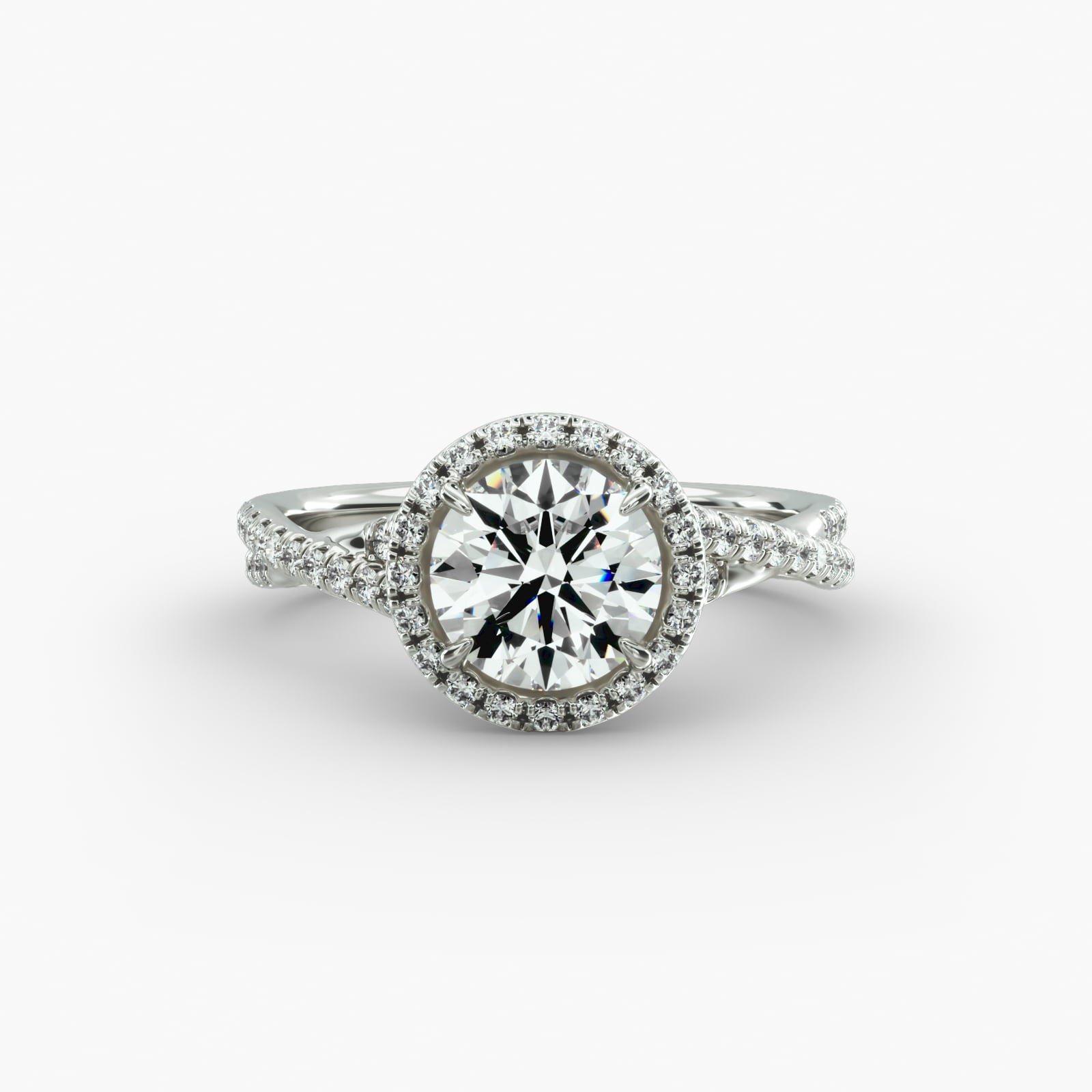 GIA 1.08 Carat H-SI1 Excellent Cut Round Diamond Pavé Halo and Twisted ...