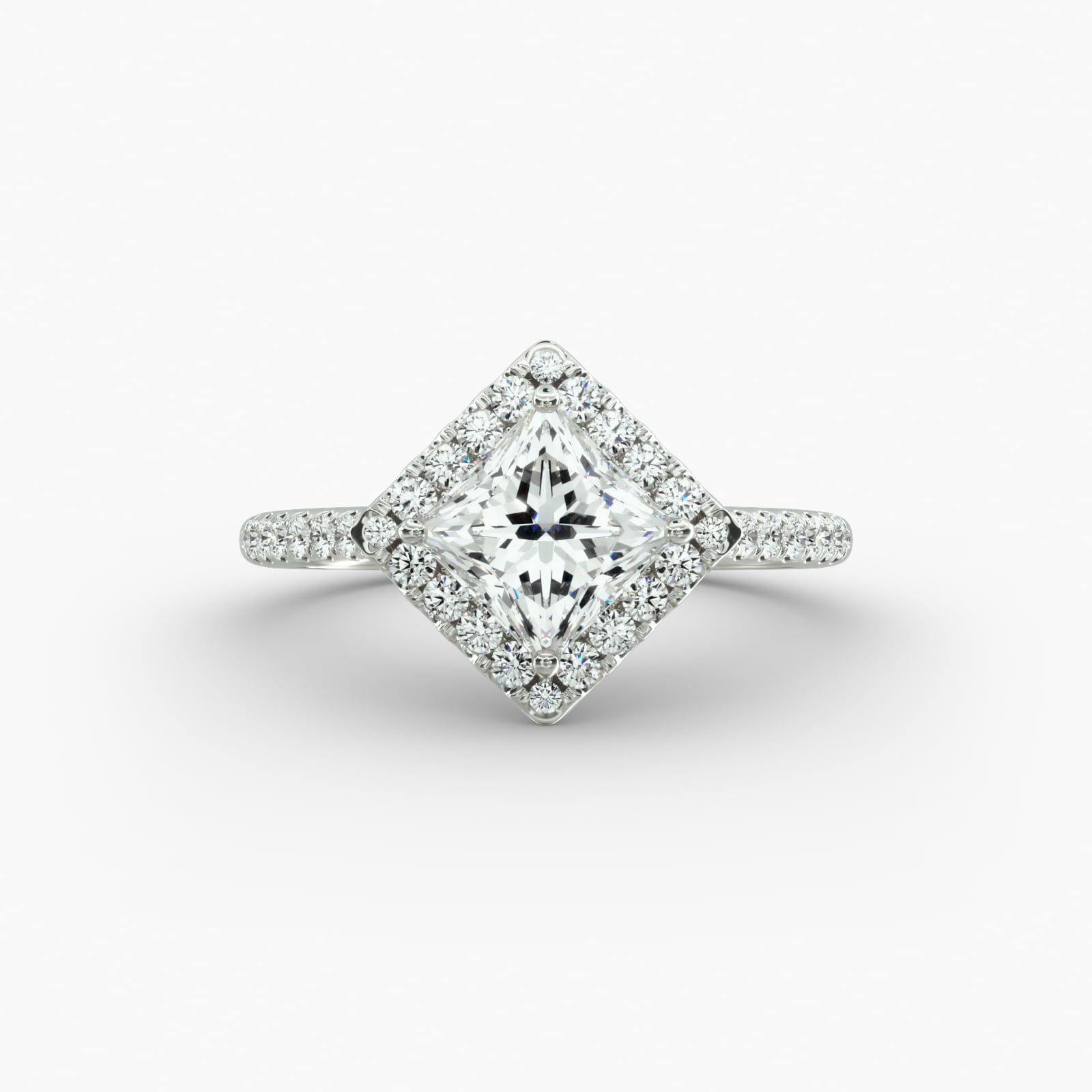 GIA 1.20 Carat F-VS1 Ideal Cut Princess Diamond Kite Set Halo ...