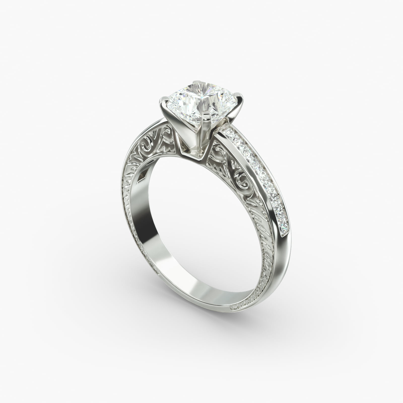 GIA 1.68 Carat H-VVS2 Ideal Cut Radiant Diamond Engraved Princess ...