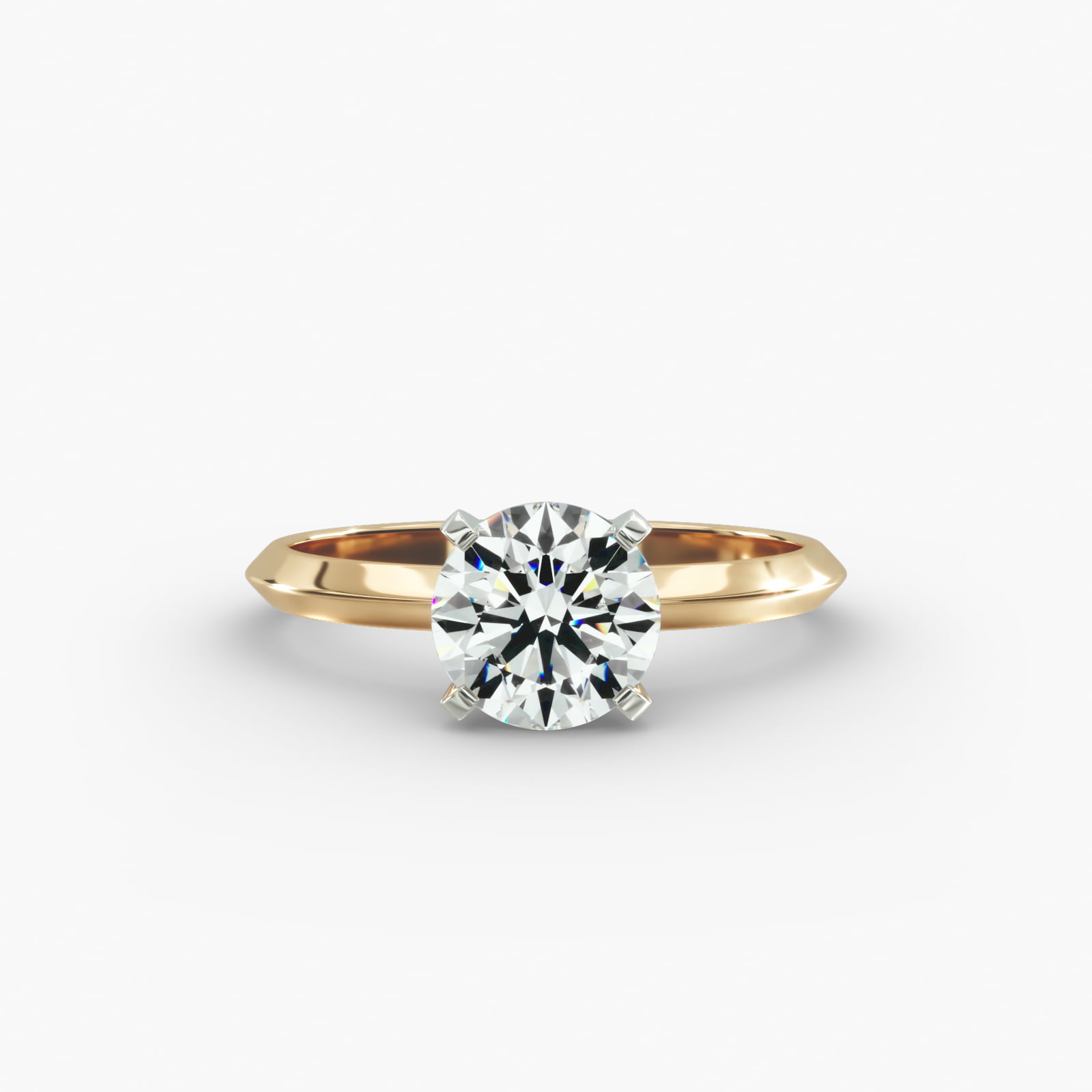 Knife Edge Solitaire Engagement Ring In 14K Yellow Gold-17001y14
