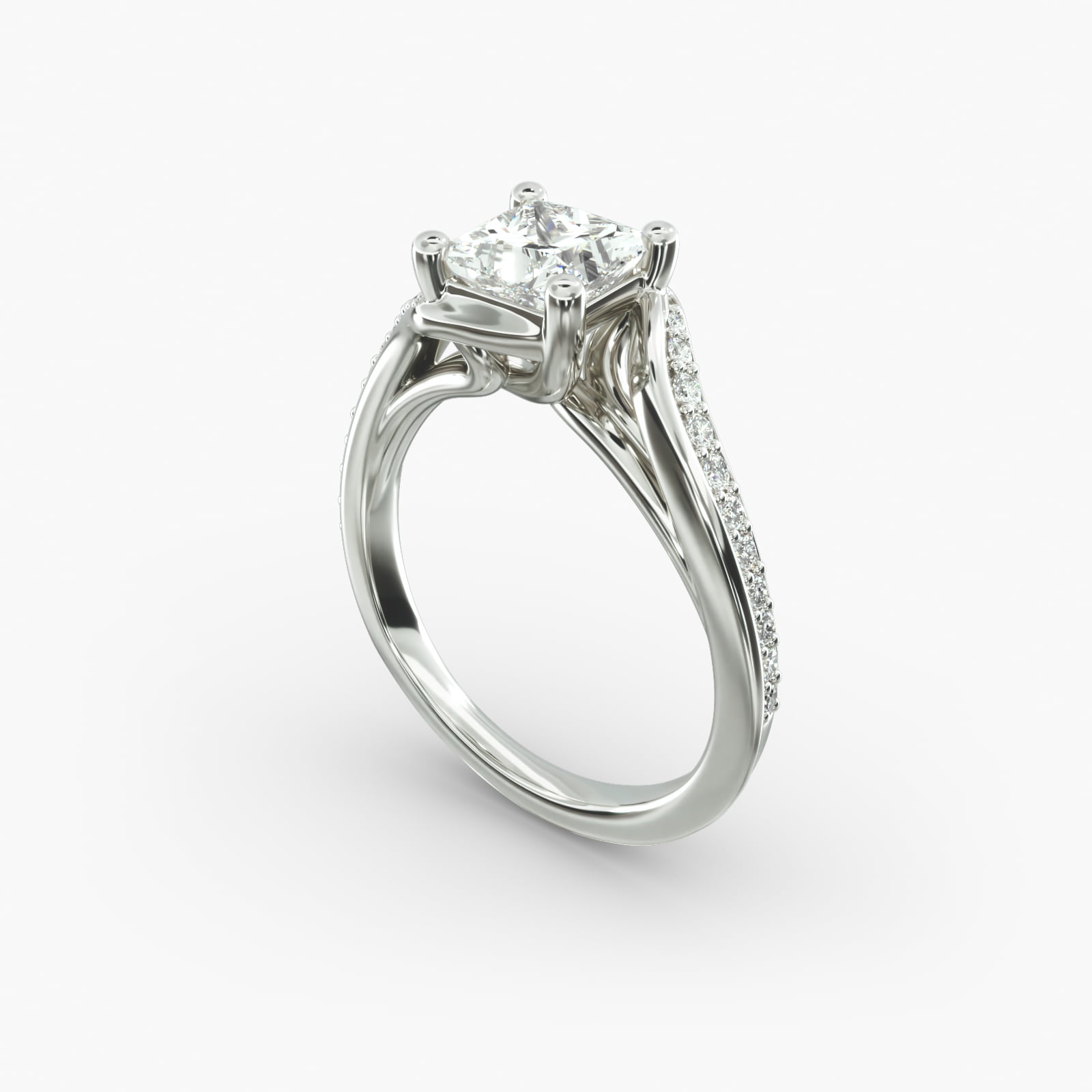 GIA 1.01 Carat D-VS1 Ideal Cut Princess Diamond Pavé Bypass Diamond ...