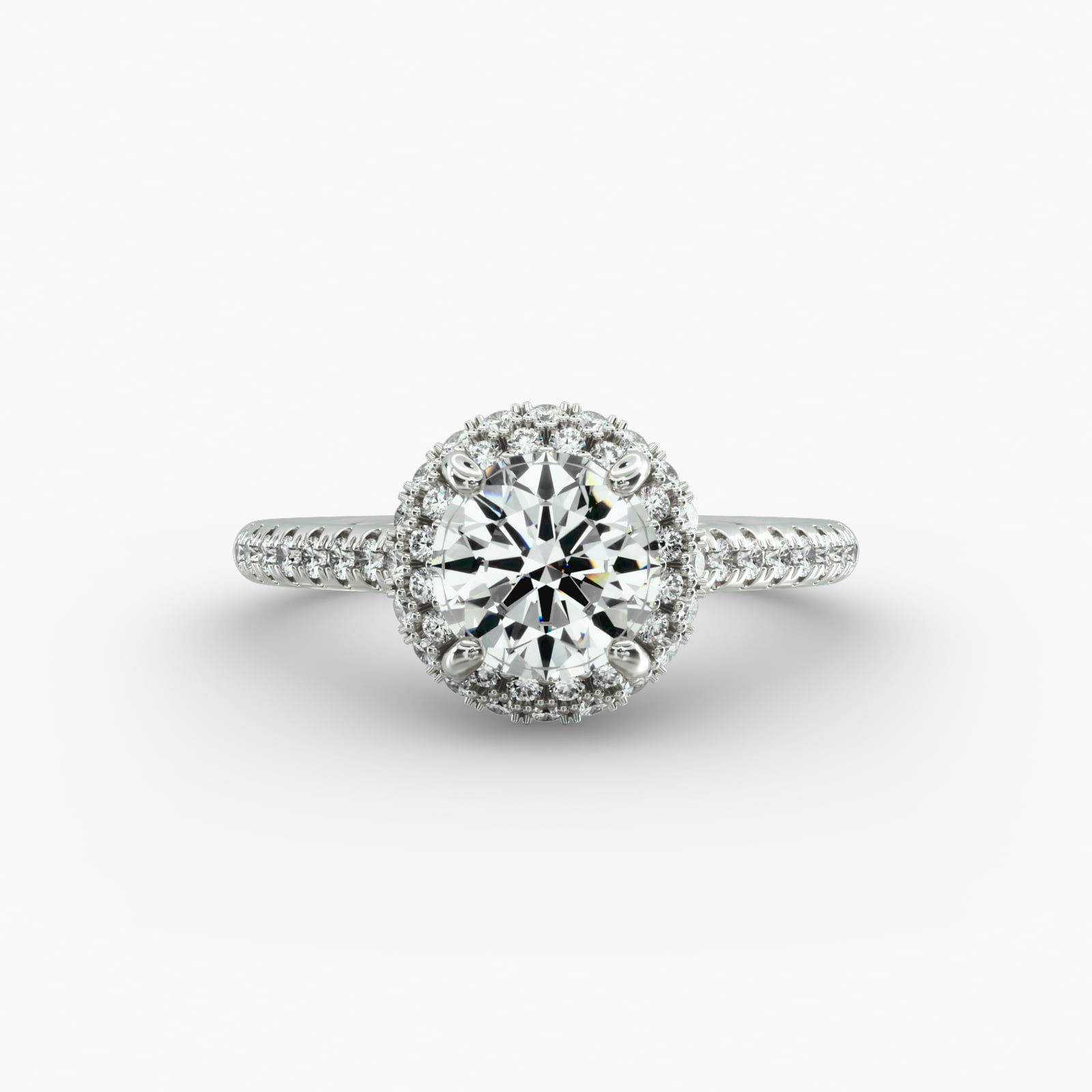 Falling Edge Pavé Diamond Halo Engagement Ring In Platinum-17085p