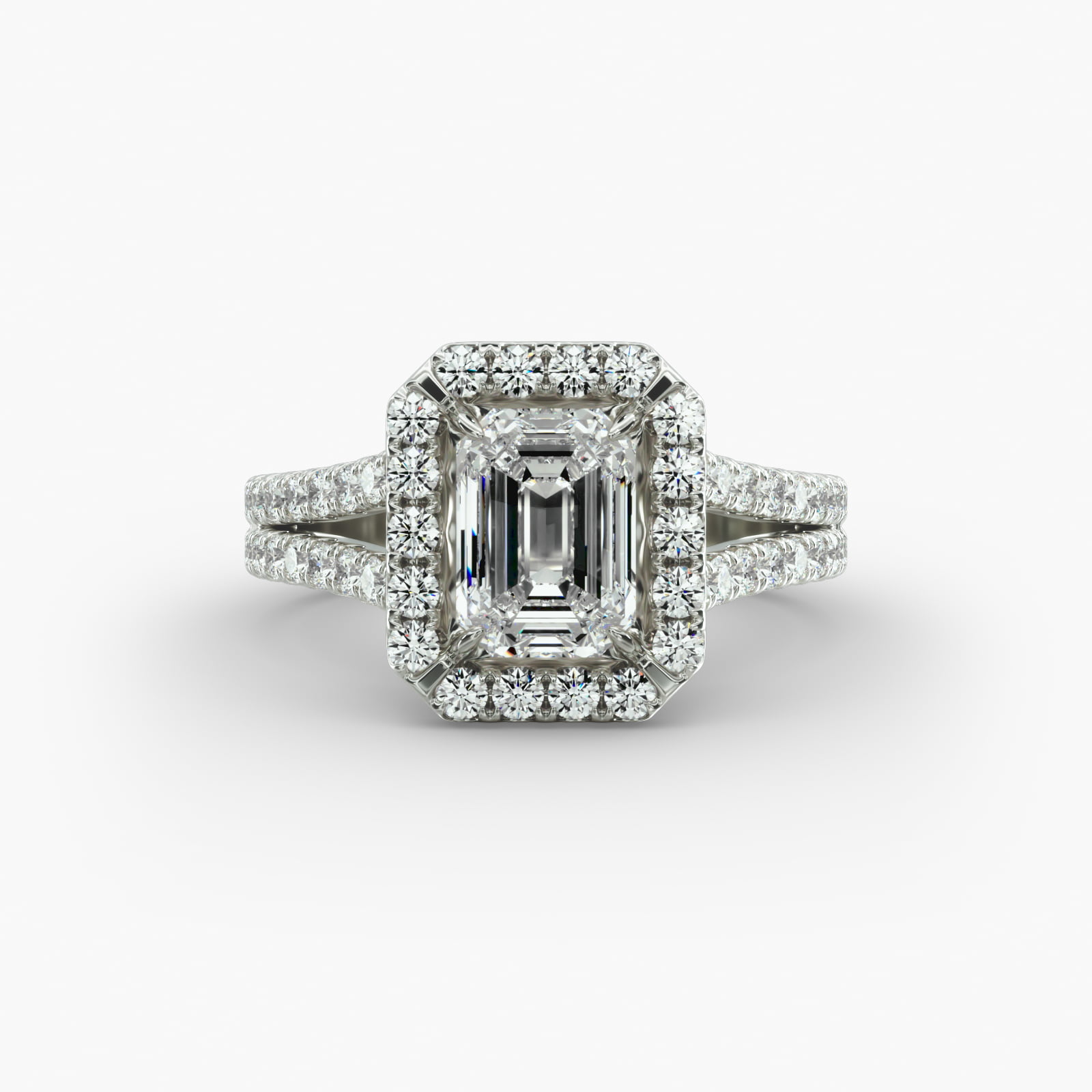 GIA 3.33 Carat E-VVS1 Very Good Cut Emerald Diamond Round Split Band ...