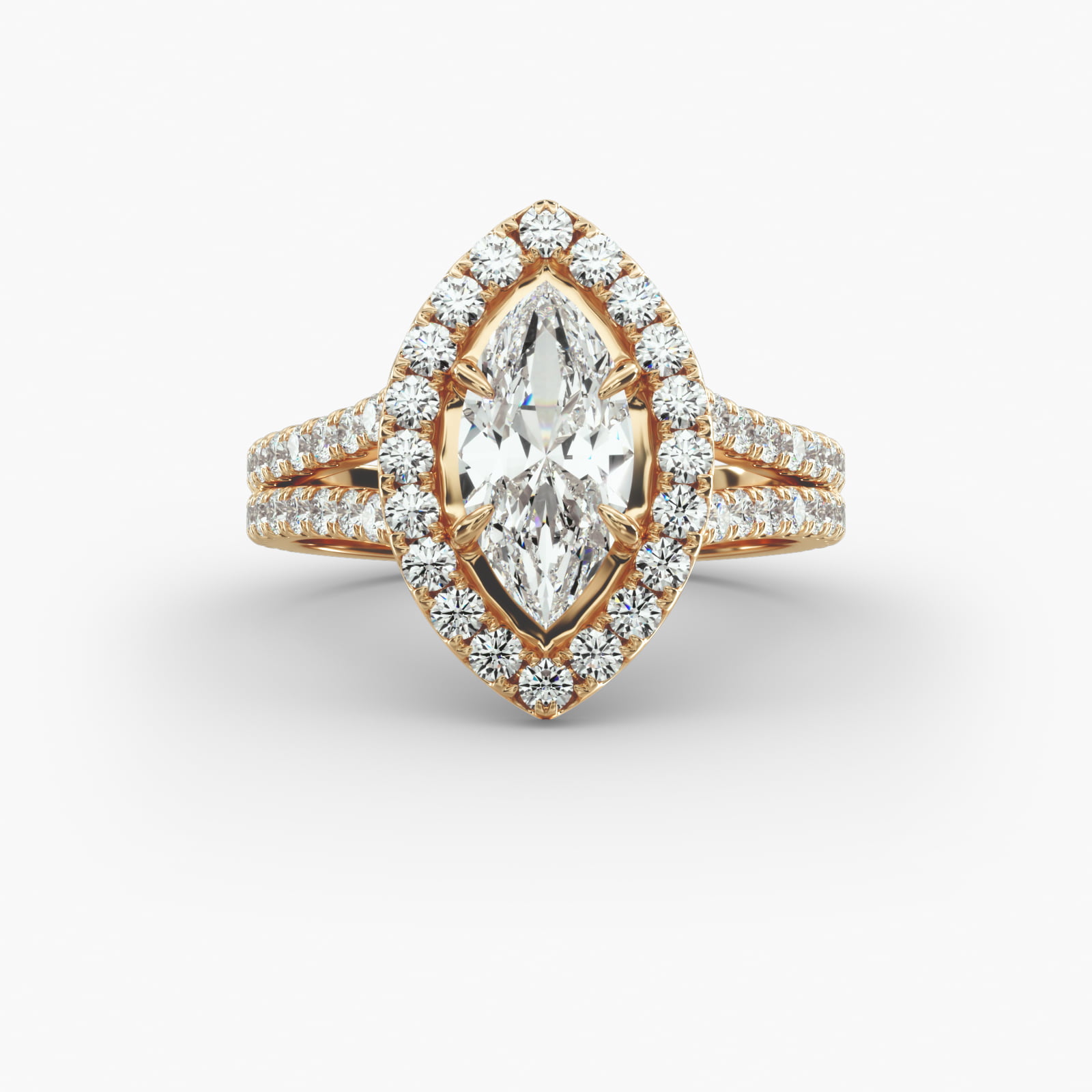 GIA 1.48 Carat H-VS2 Ideal Cut Marquise Diamond Round Split Band ...
