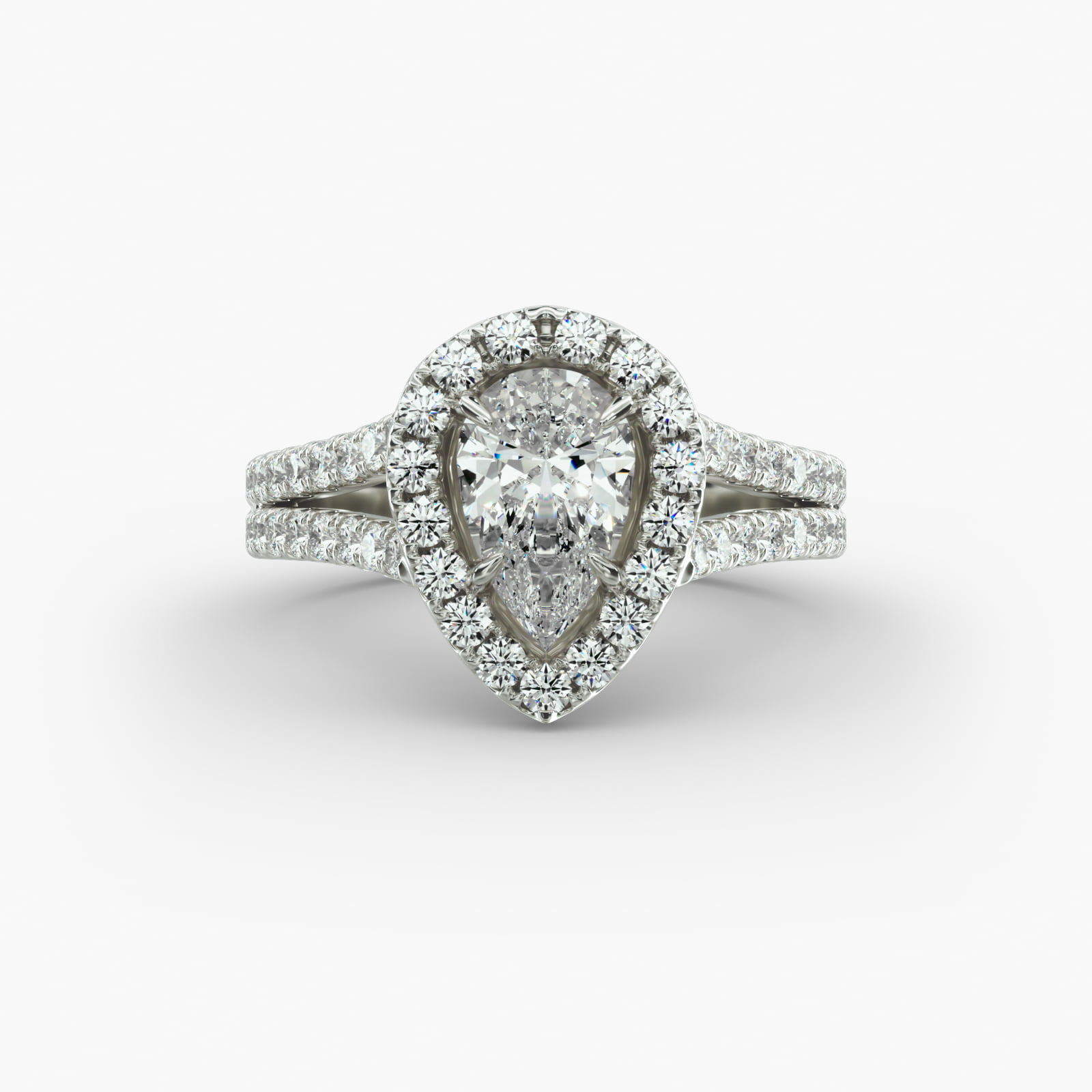 IGI 2.08 Carat H-SI1 Very Good Cut Pear Diamond Round Split Band ...