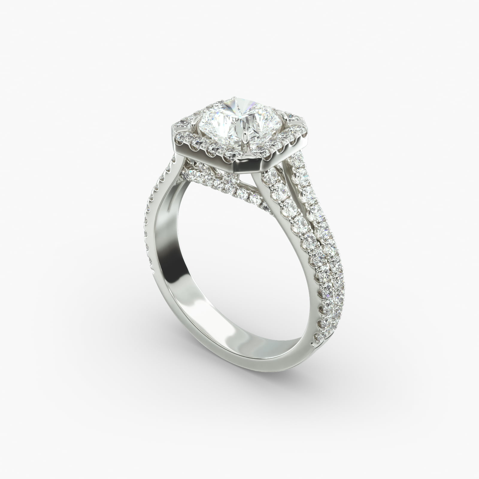 GIA 3.79 Carat K-VS1 Ideal Cut Radiant Diamond Round Split Band Diamond ...