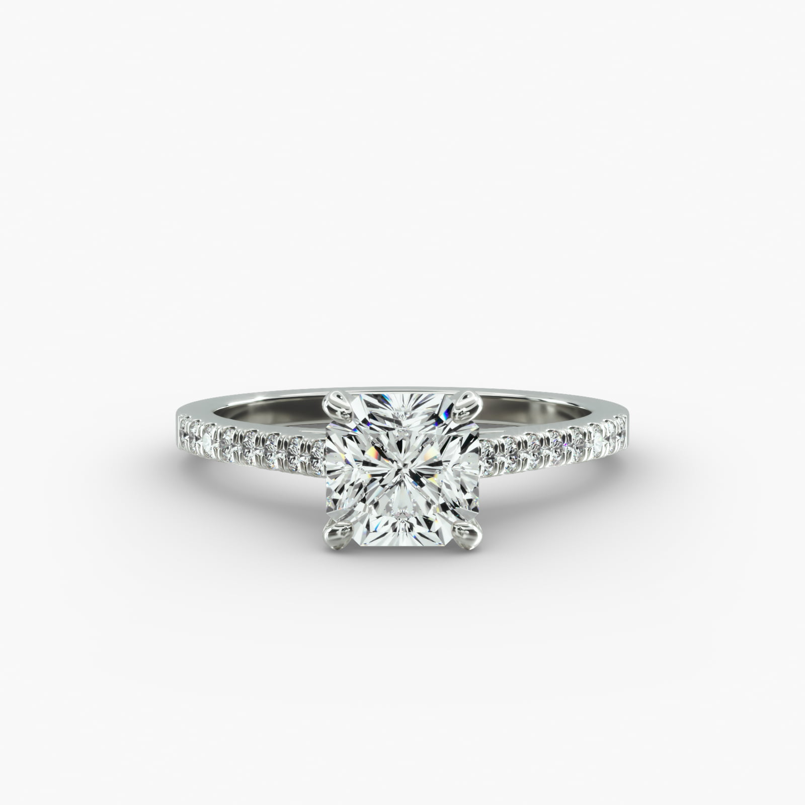 GIA 2.19 Carat J-SI2 Ideal Cut Radiant Diamond Petite Pavé Cathedral ...