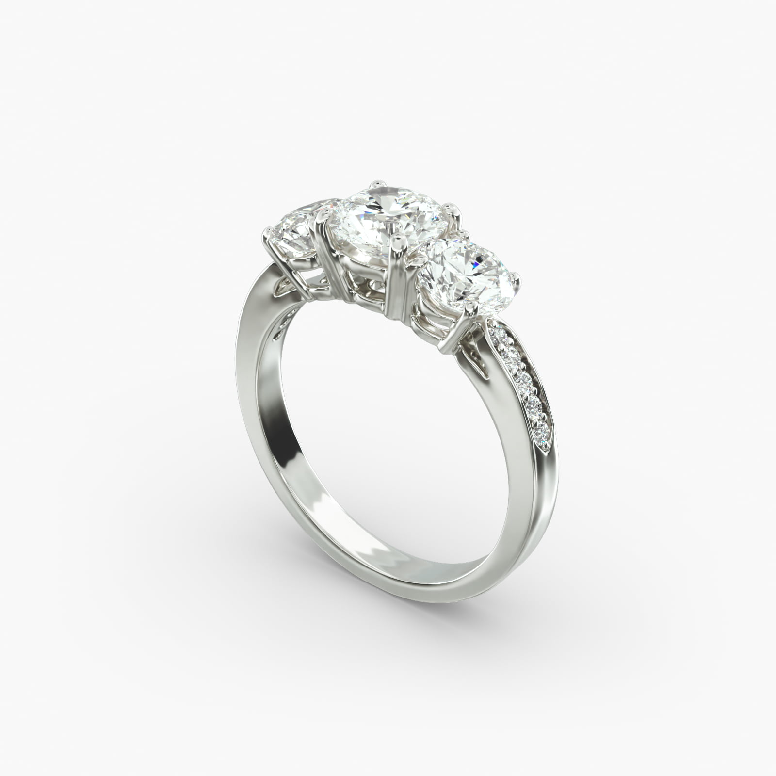 1.57 Carat Round Natural Blue Sapphire Round Diamond Three Stone ...