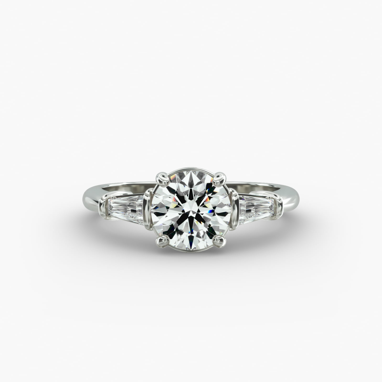 Tapered Baguette Lab-Grown Diamond Three Stone Engagement Ring In 14K ...