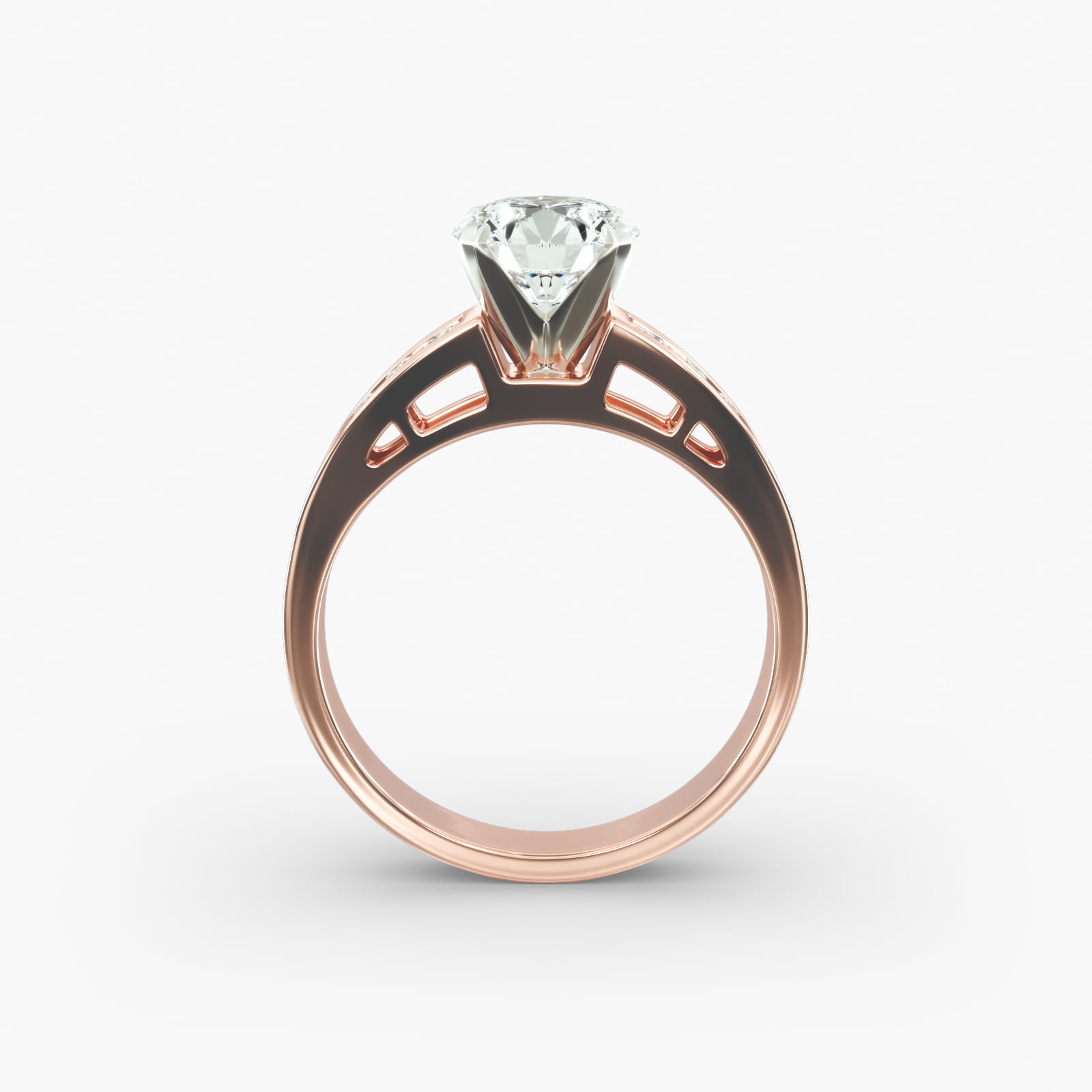 14K Rose Gold Channel Set Diamond Engagement Ring-17151r14